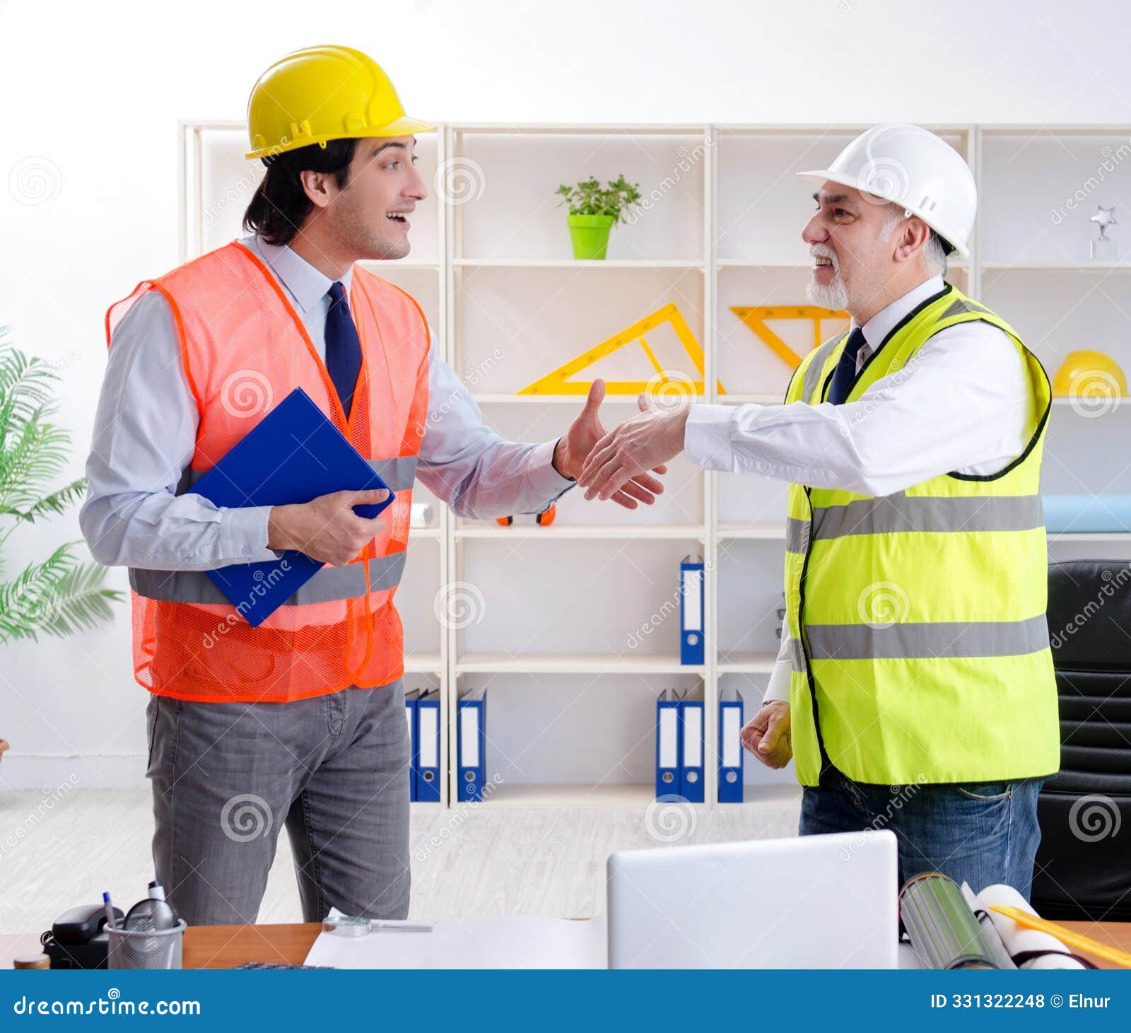 Two Engineers Colleagues Working Under Project Stock Photo - Image of ...