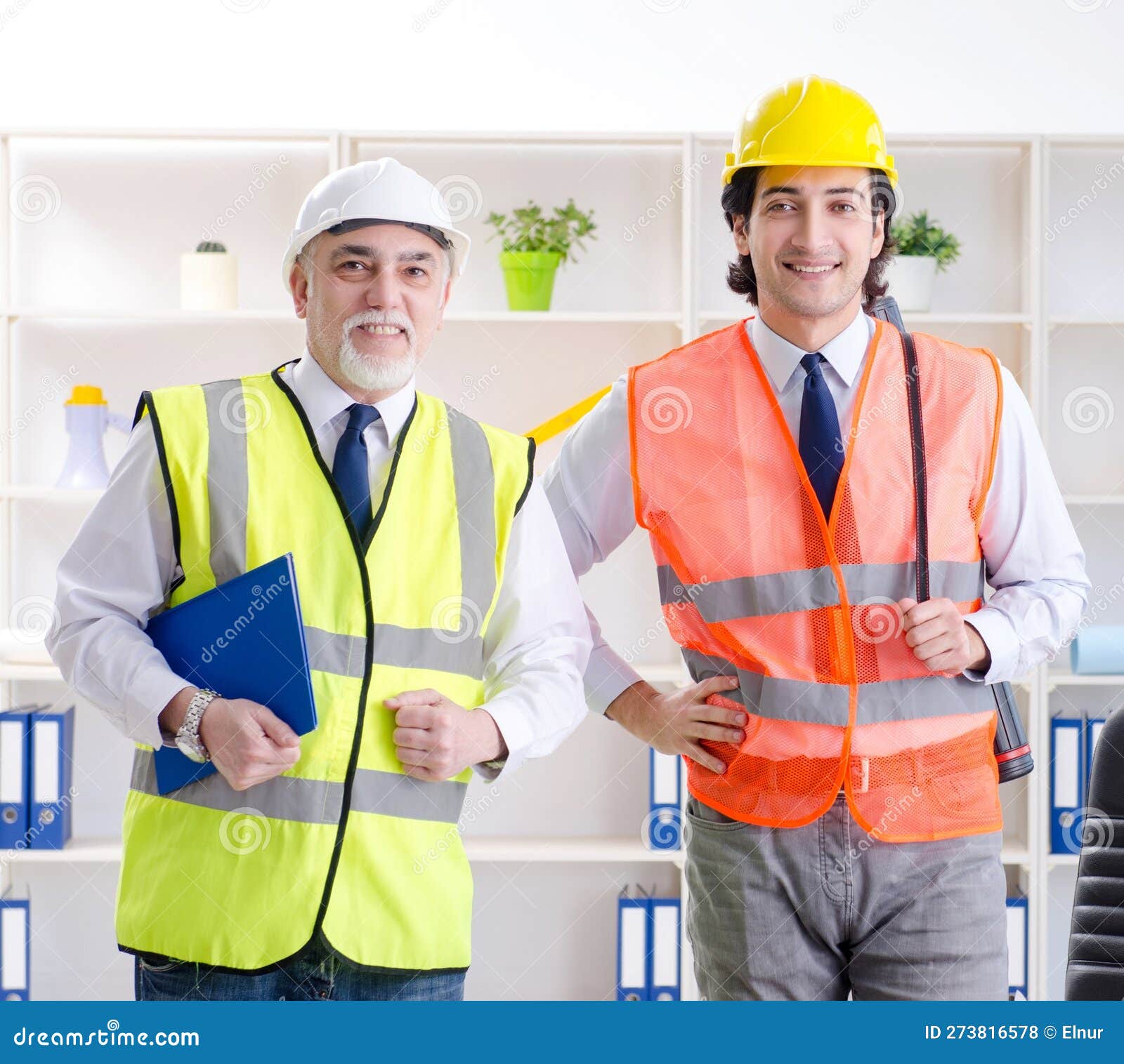 Two Engineers Colleagues Working Under Project Stock Photo - Image of ...