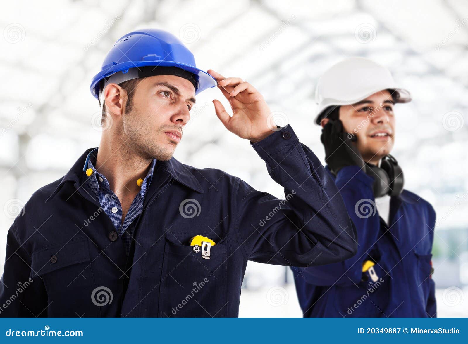 Two Engineers in a Construction Site Stock Image - Image of plant, hard ...