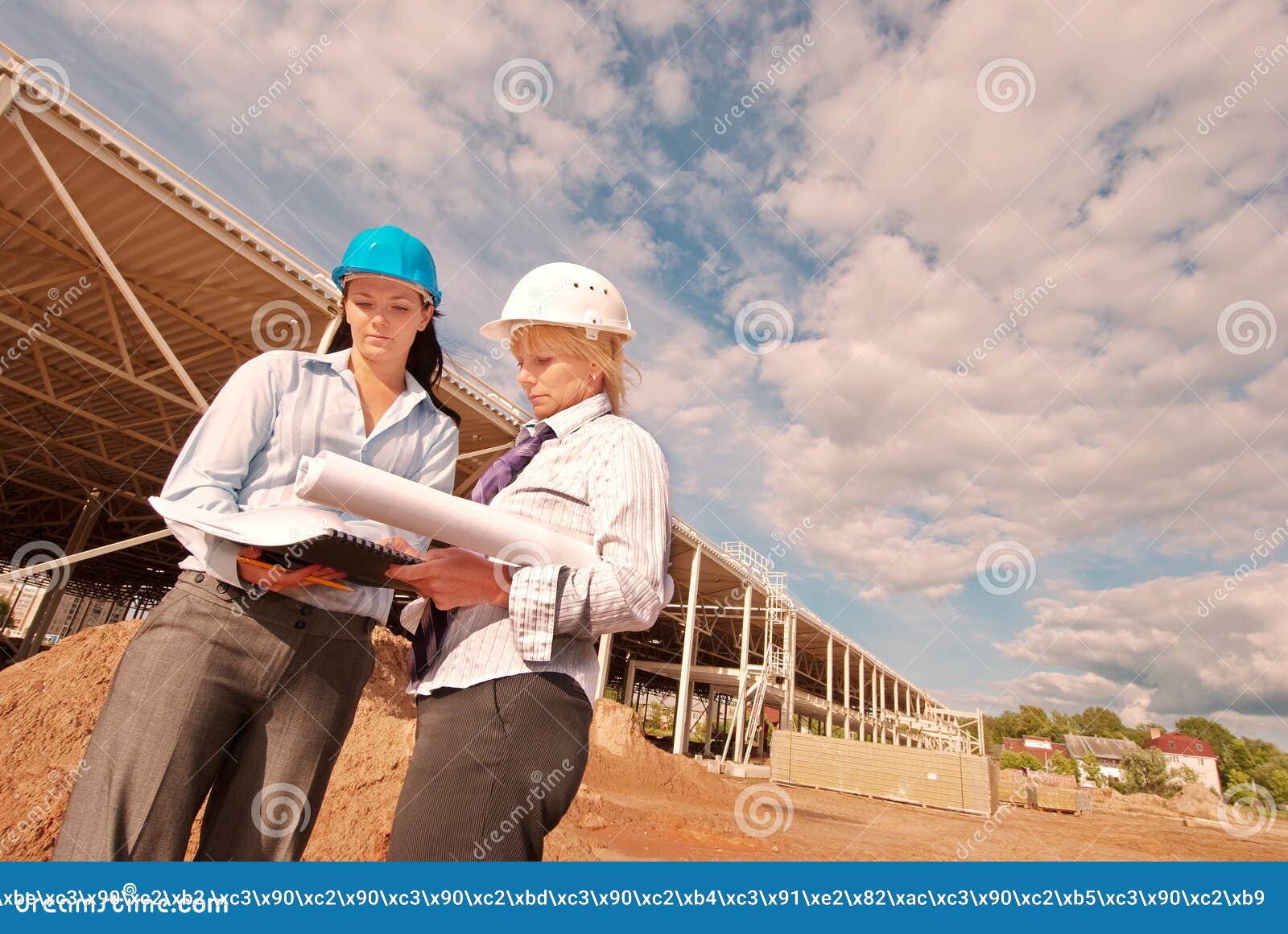 Two Engineers at Construction Site Stock Photo - Image of caucasian ...