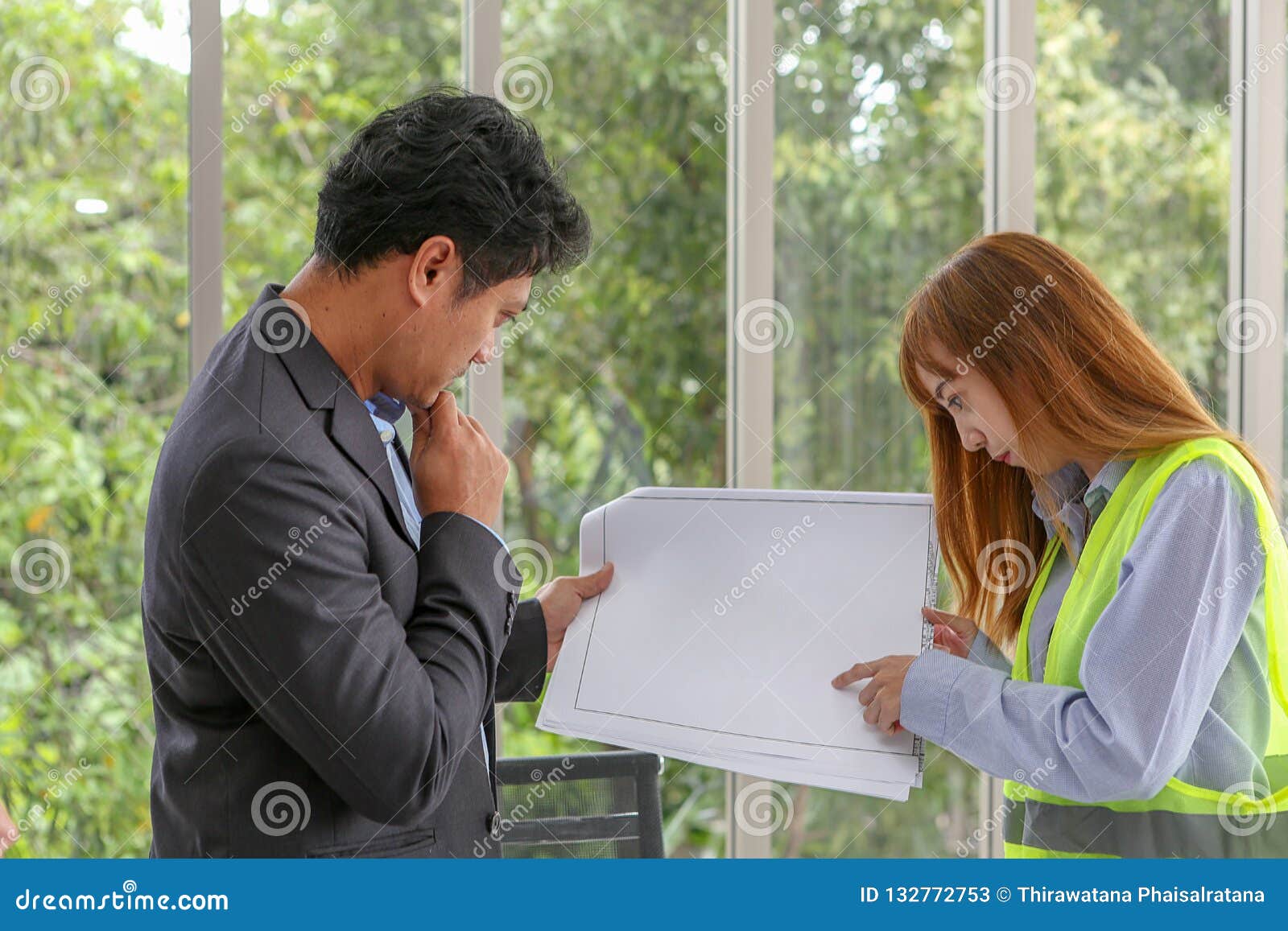 Two Engineers Discussing Work in Meeting Room at the Office. Eng Stock ...
