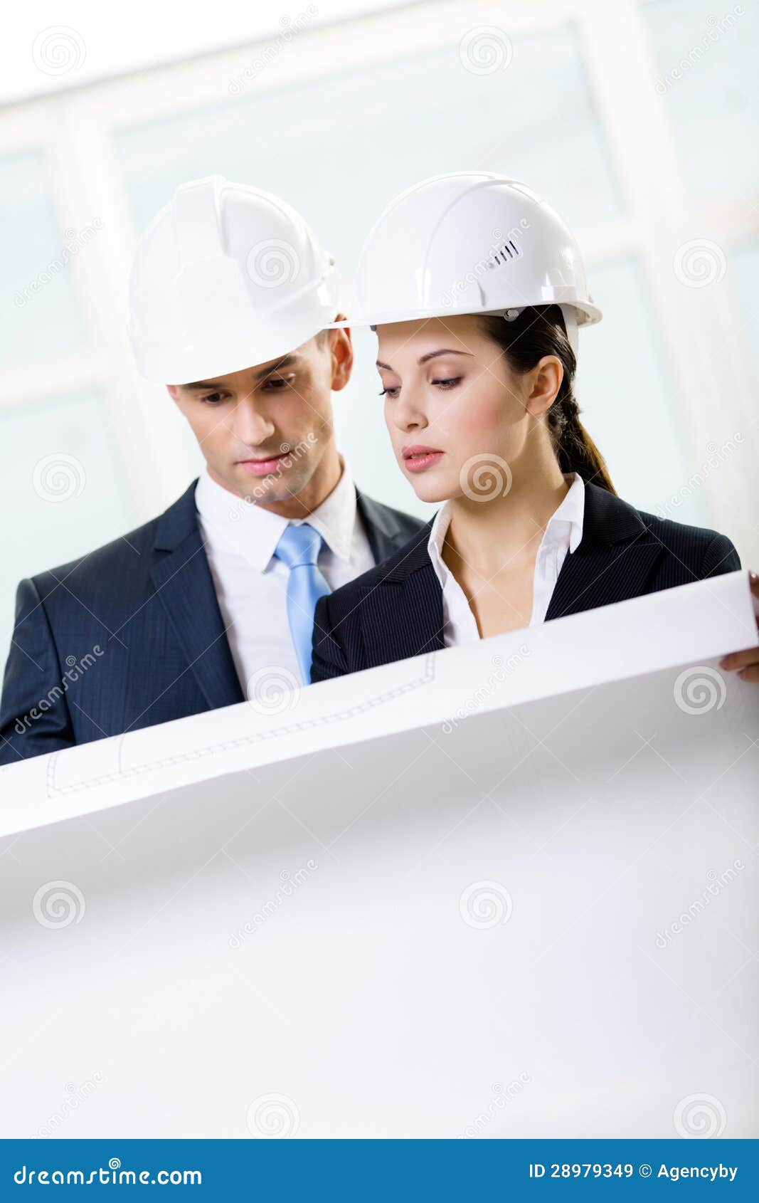 Two Engineers Looking at the Blueprint Stock Image - Image of ...