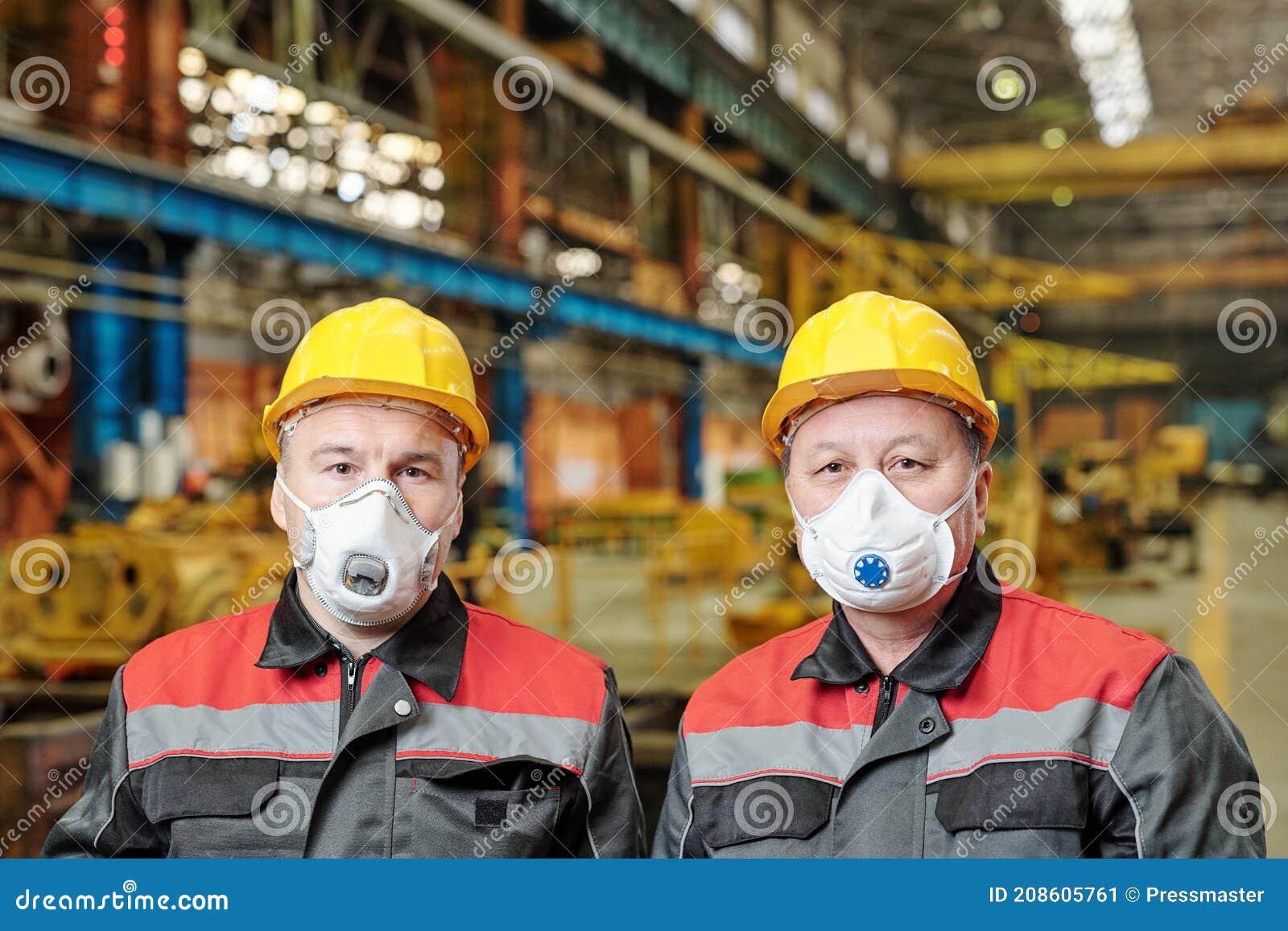 Two Engineers in Masks at Work Stock Image - Image of business, looking ...