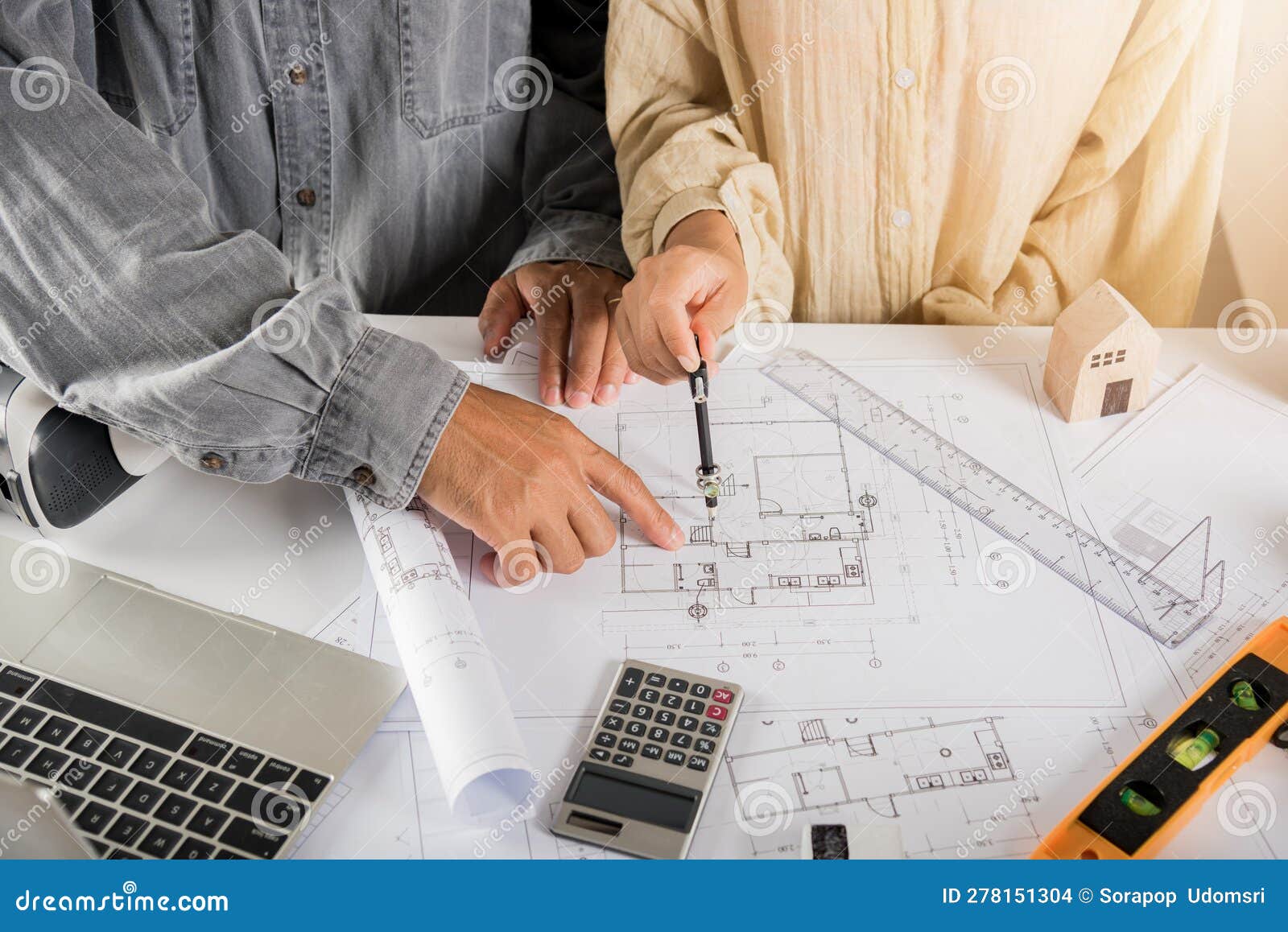 Architect Team Meeting Consult and Work for Architectural Construction ...