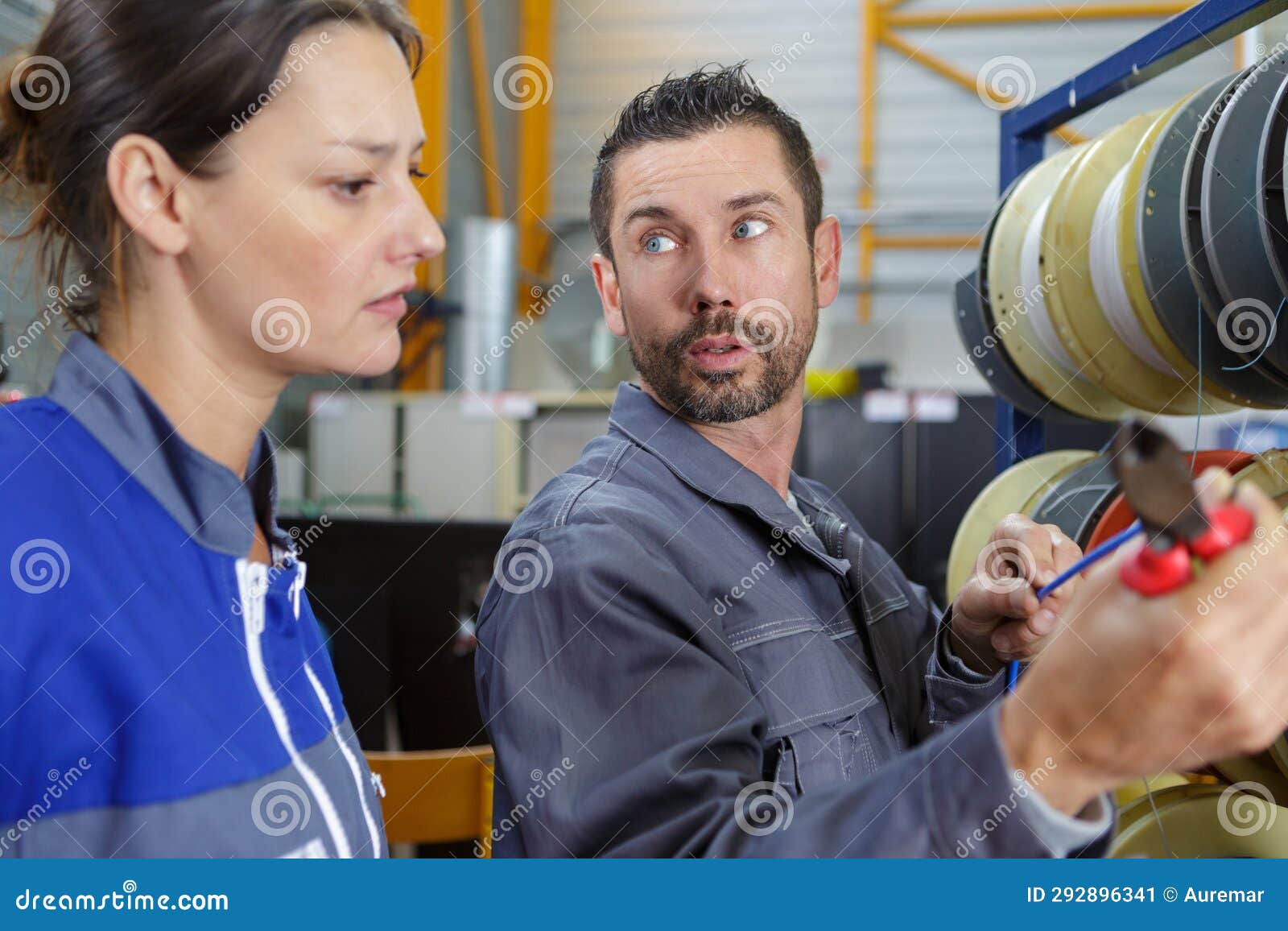 Two Engineers Working Together in Factory Stock Image - Image of ...