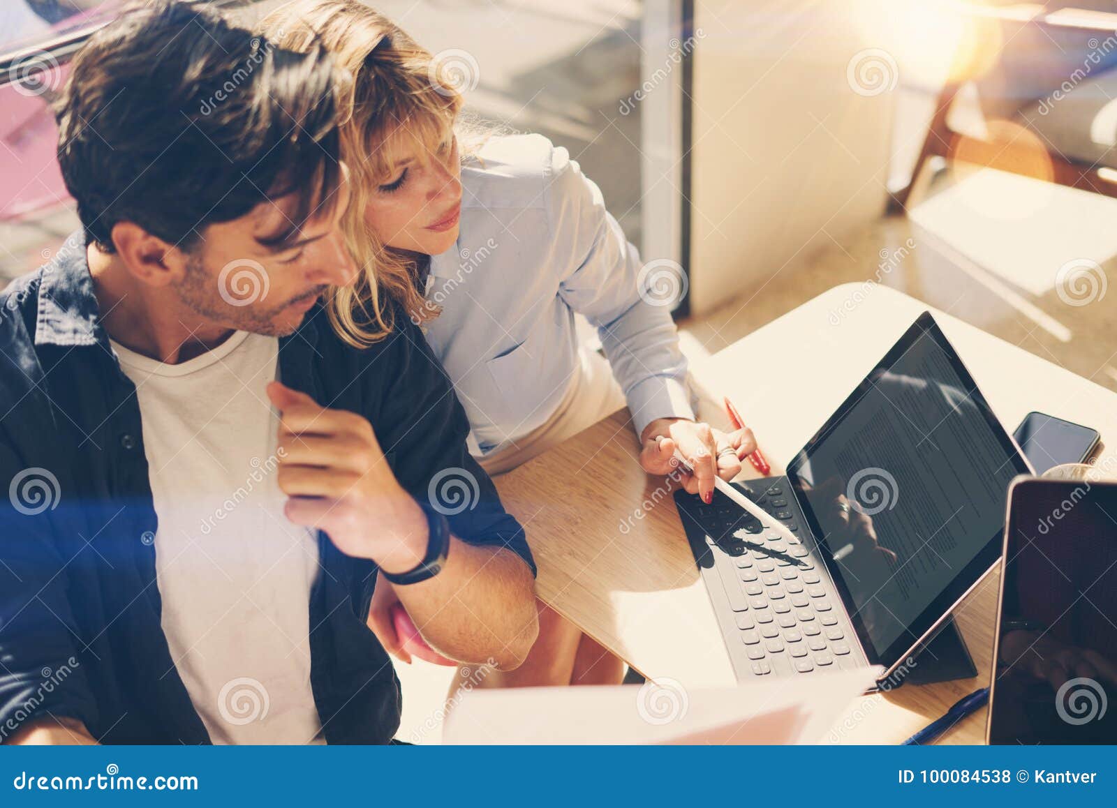 Two Entrepreneurs are Looking for a Business Solution during Work ...