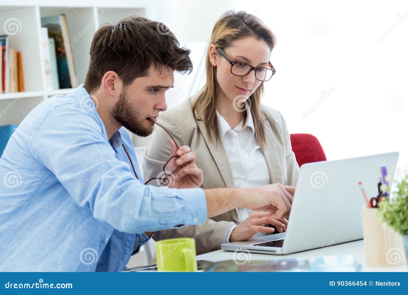 Two Entrepreneurs Working in the Modern Office. Stock Photo - Image of ...
