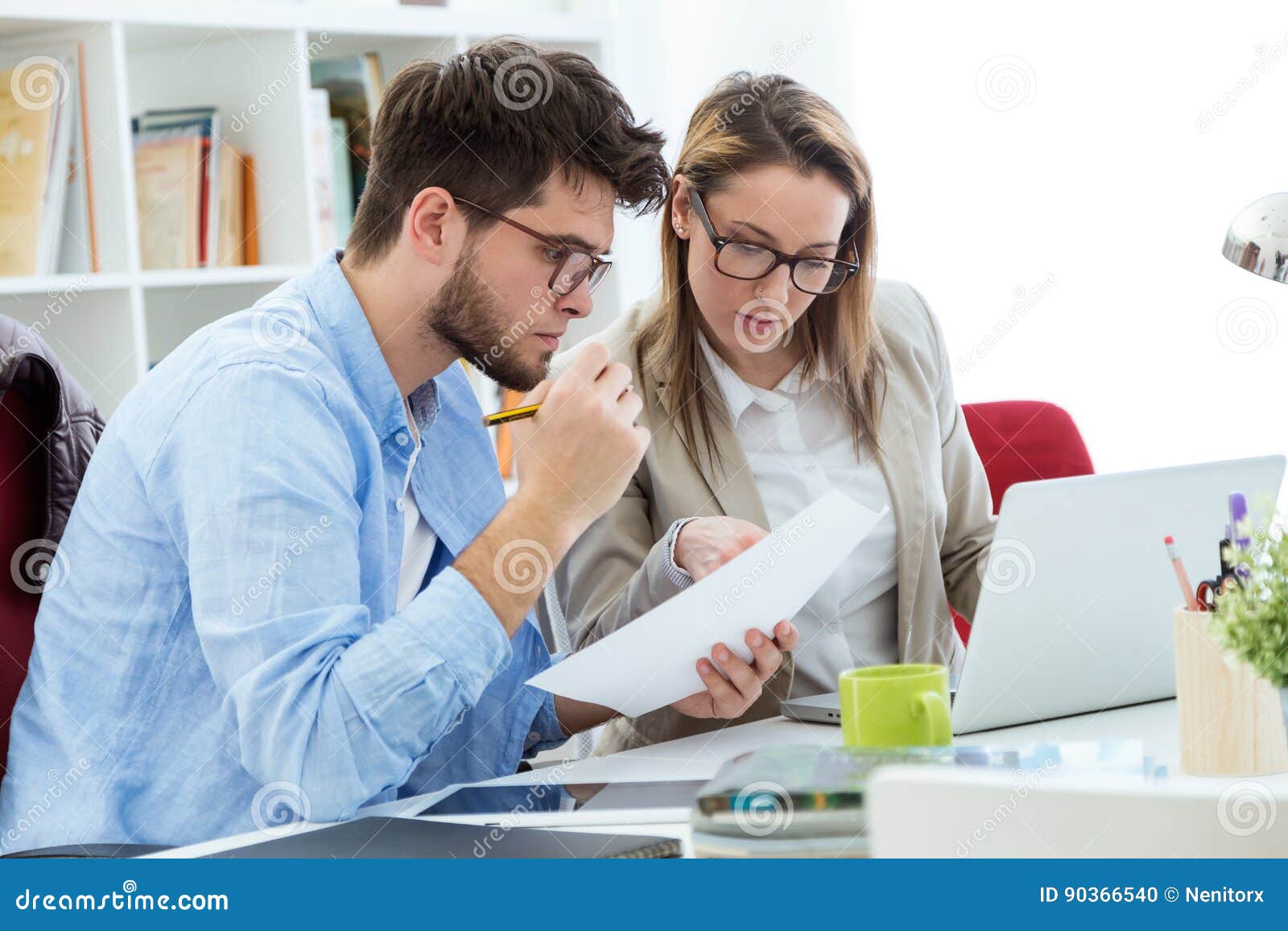 Two Entrepreneurs Working in the Modern Office. Stock Photo - Image of ...