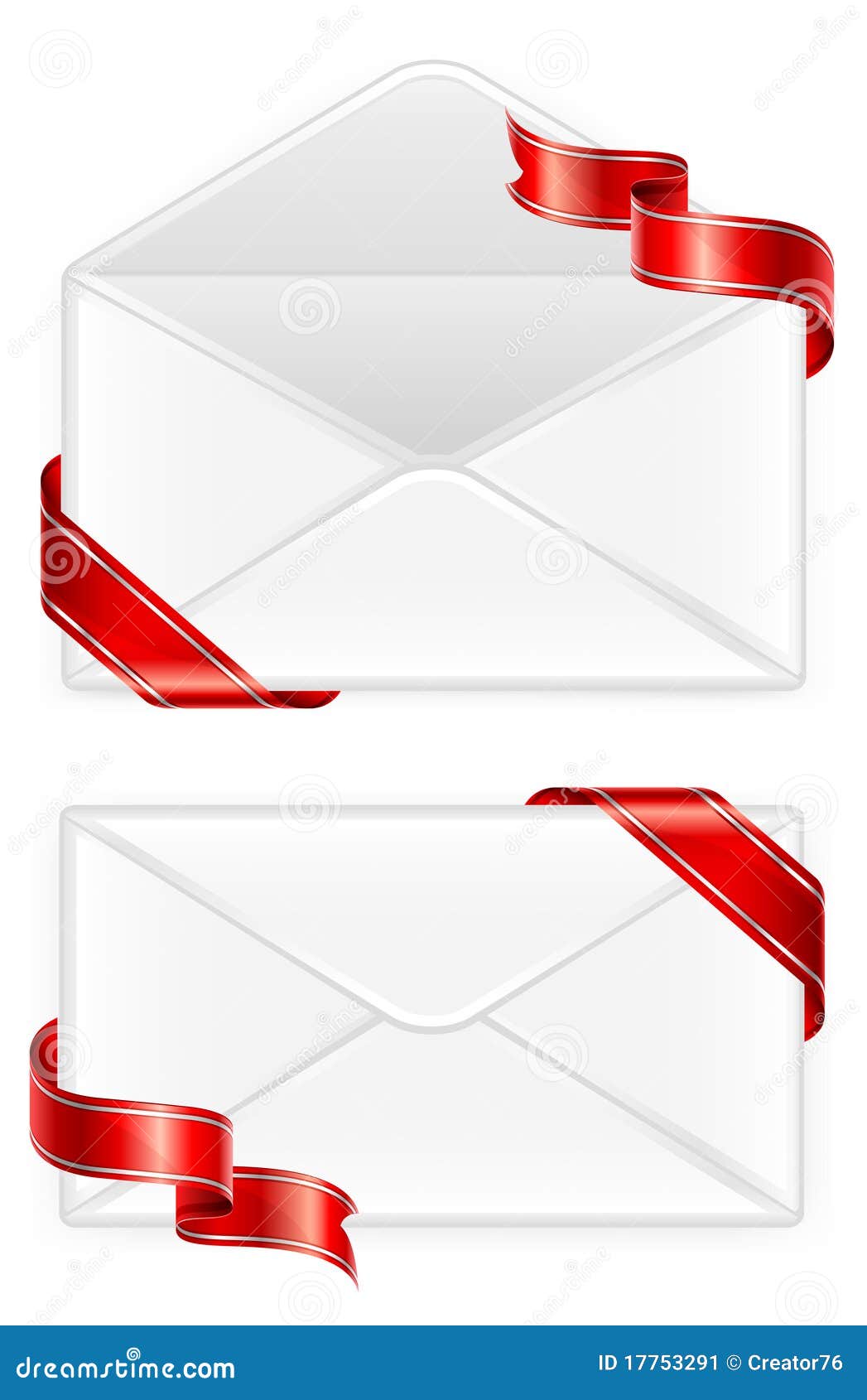 Two envelopes with ribbon stock vector. Illustration of contact - 17753291