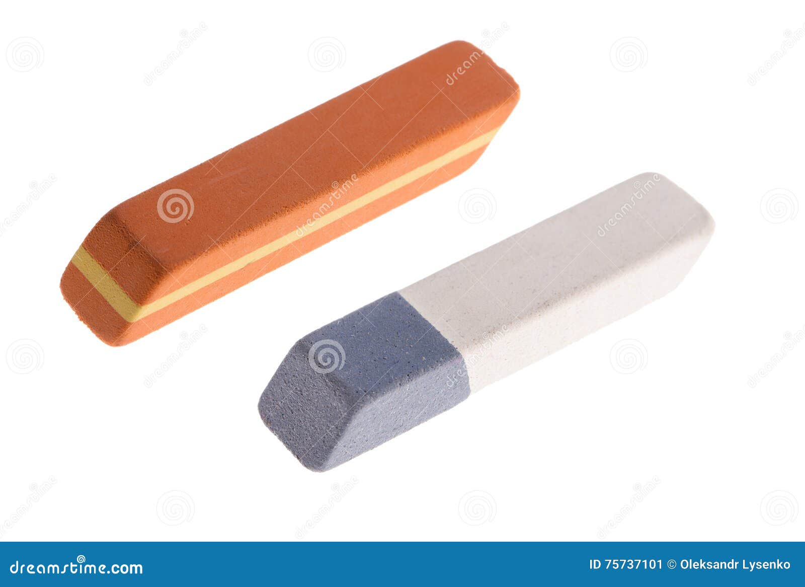 Two erasers close-up stock image. Image of color, adjusting - 75737101