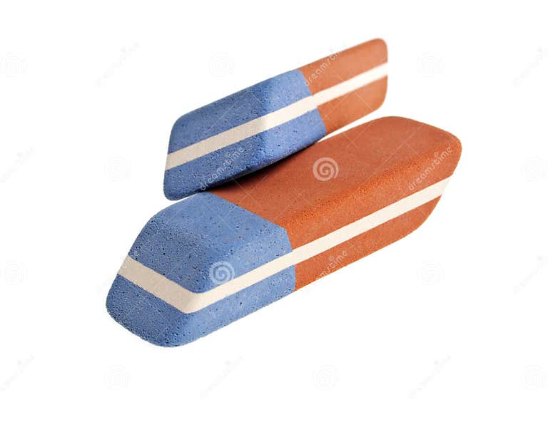 Two Erasers Isolated on White Background Stock Photo - Image of pink ...