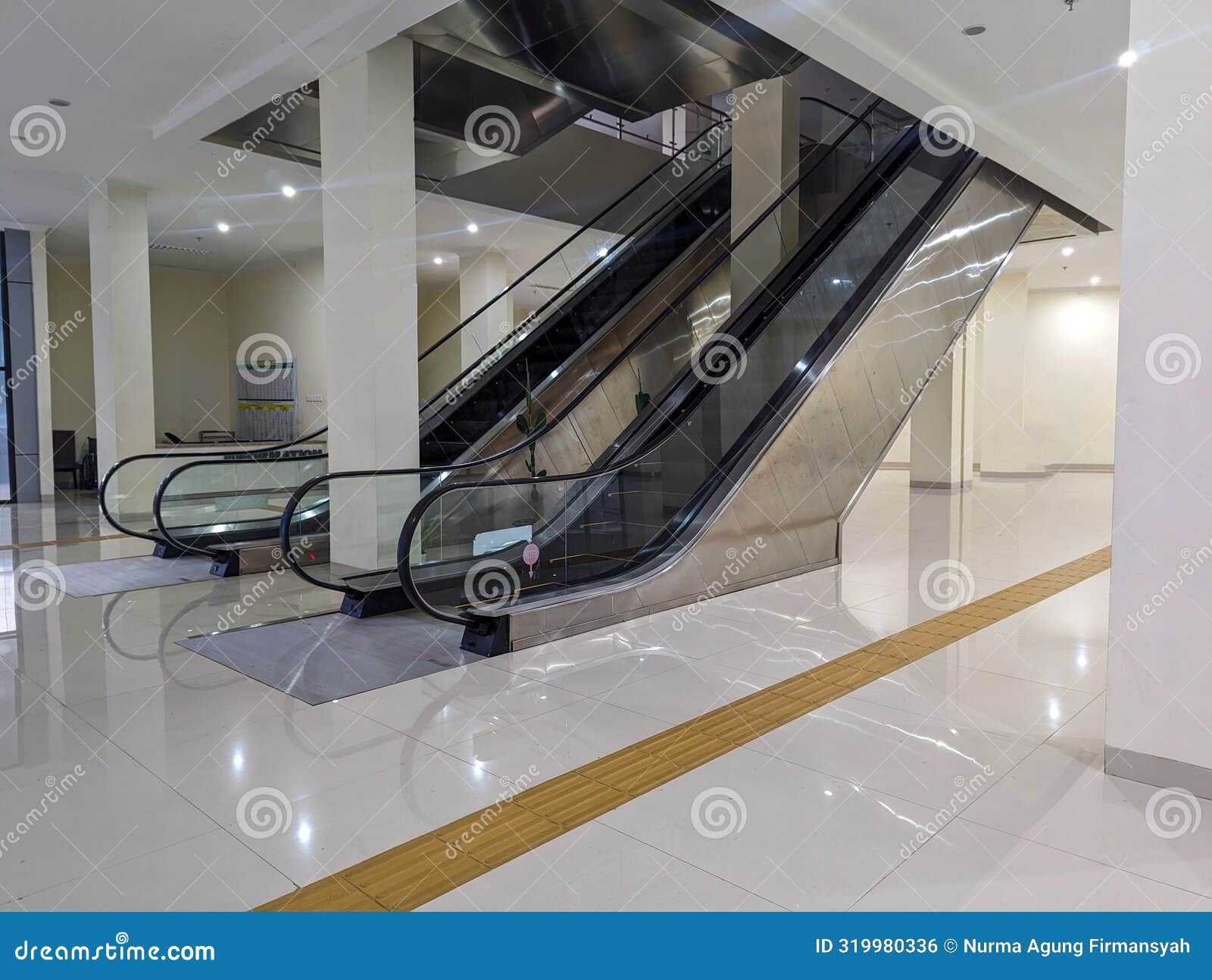 Two Escalators in New Modern Building, Copy Space Stock Photo - Image ...
