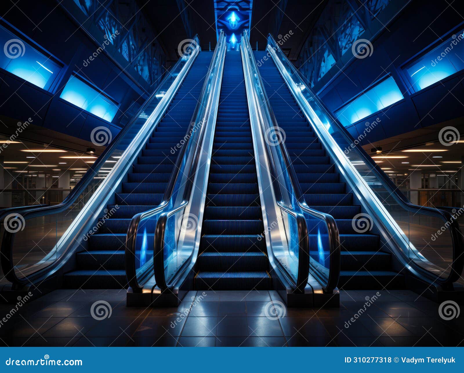 Two Escalators in Subway Station Stock Photo - Image of escalator ...