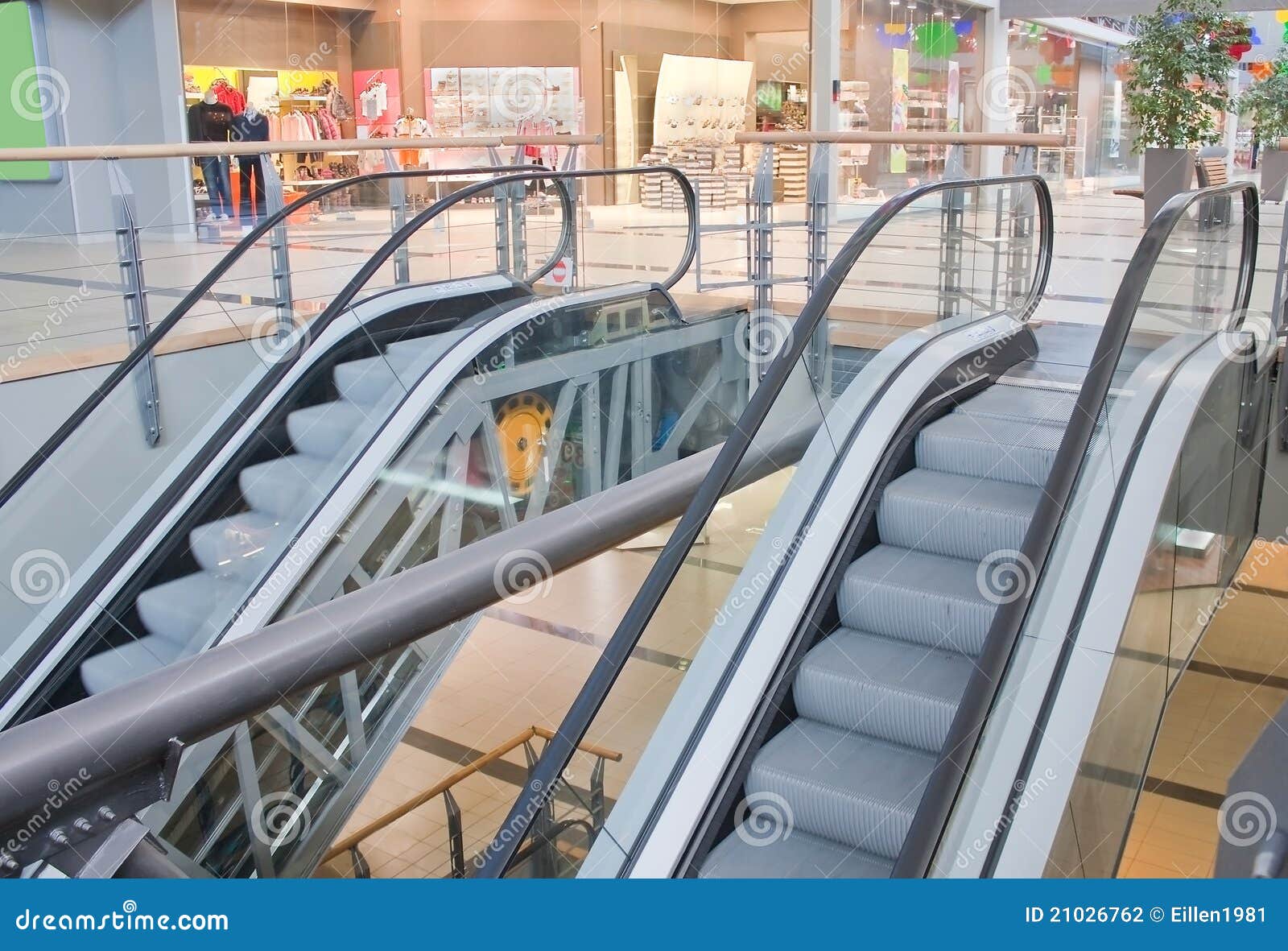 Two Escalators in Trade Center Stock Photo - Image of stairs, shop ...