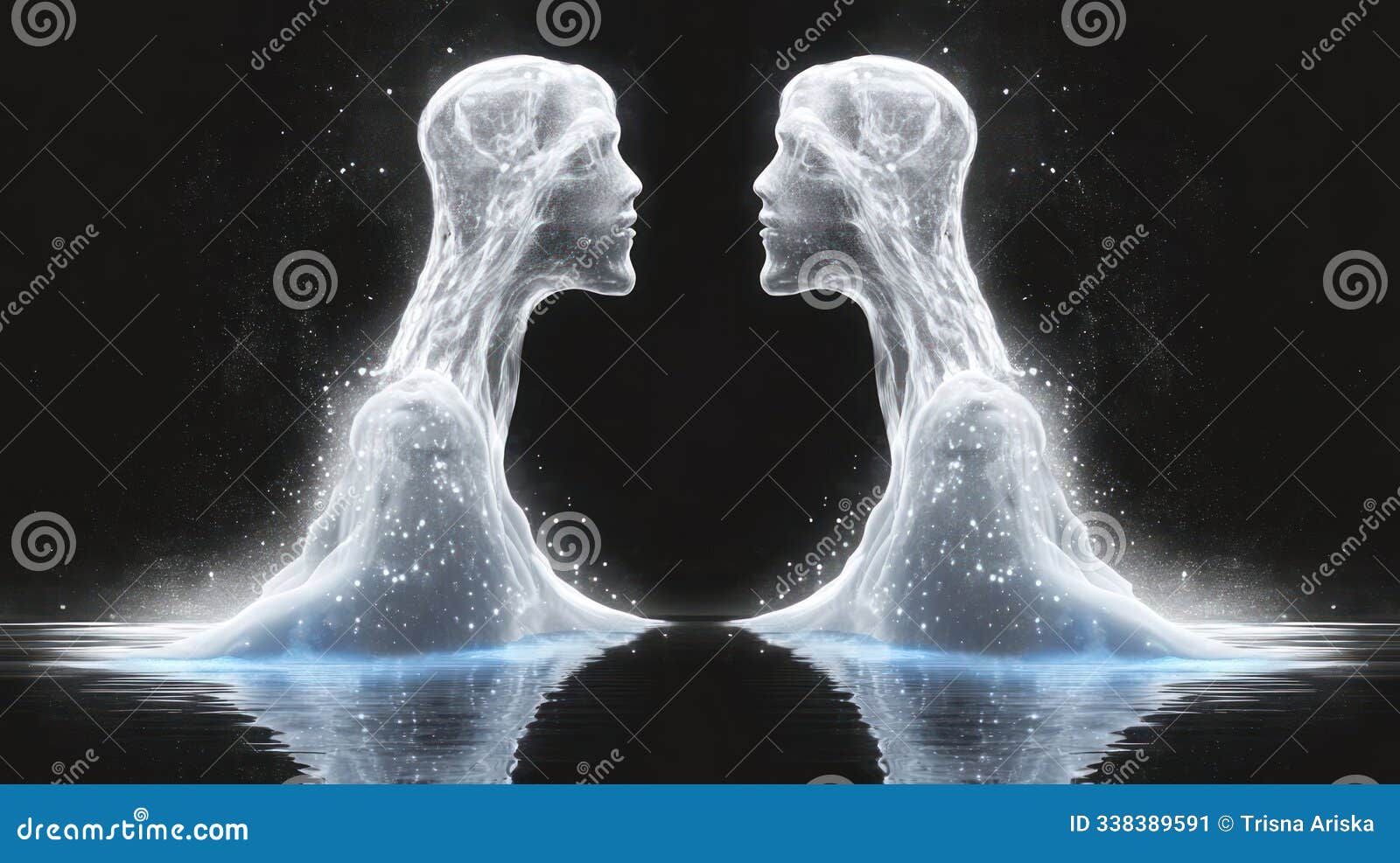 Two Ethereal Figures Emerging from Water, Symbolizing Connection and ...