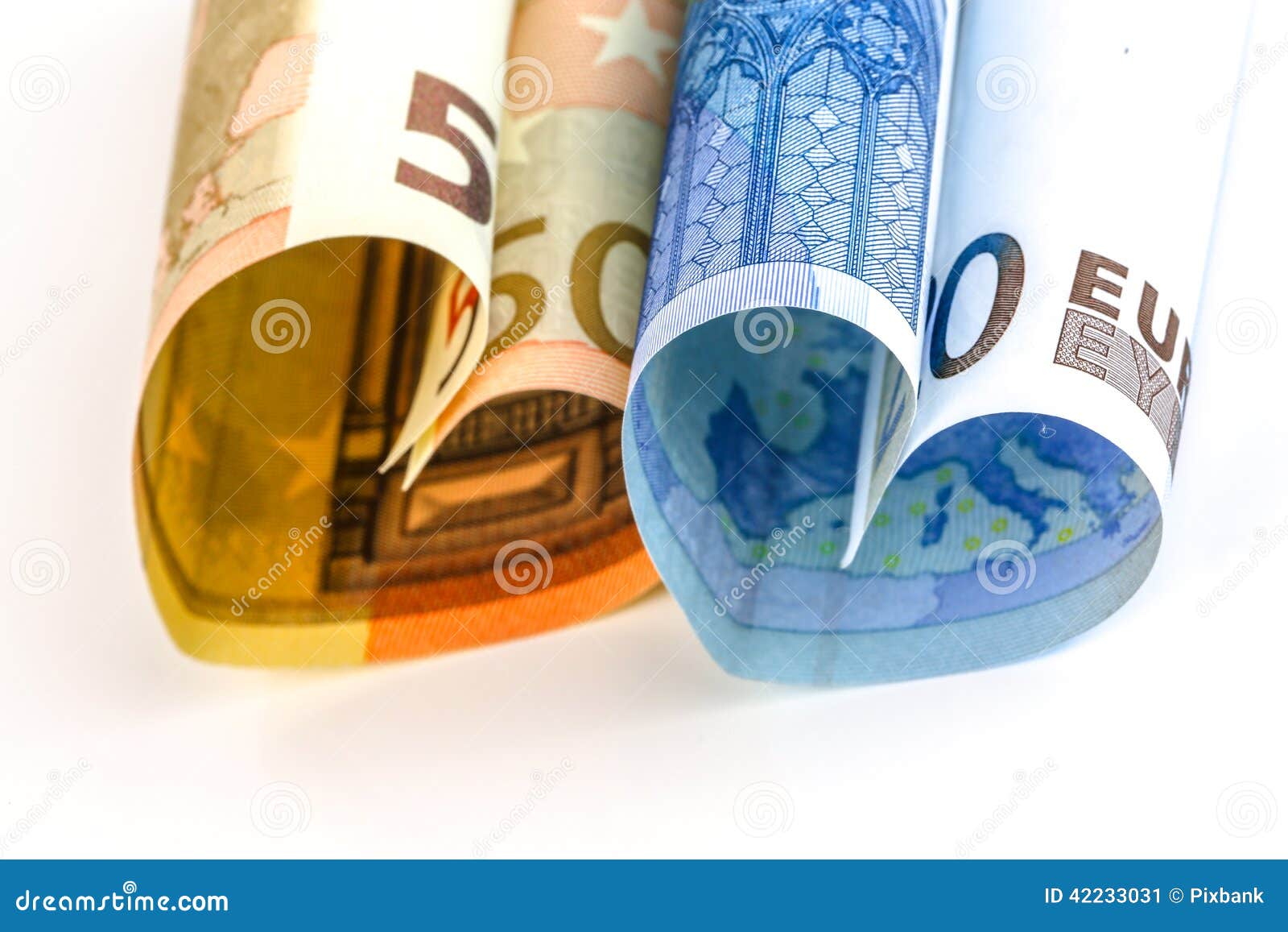 Two Euro Bill in the Form of a Heart Stock Image - Image of rich, cash ...