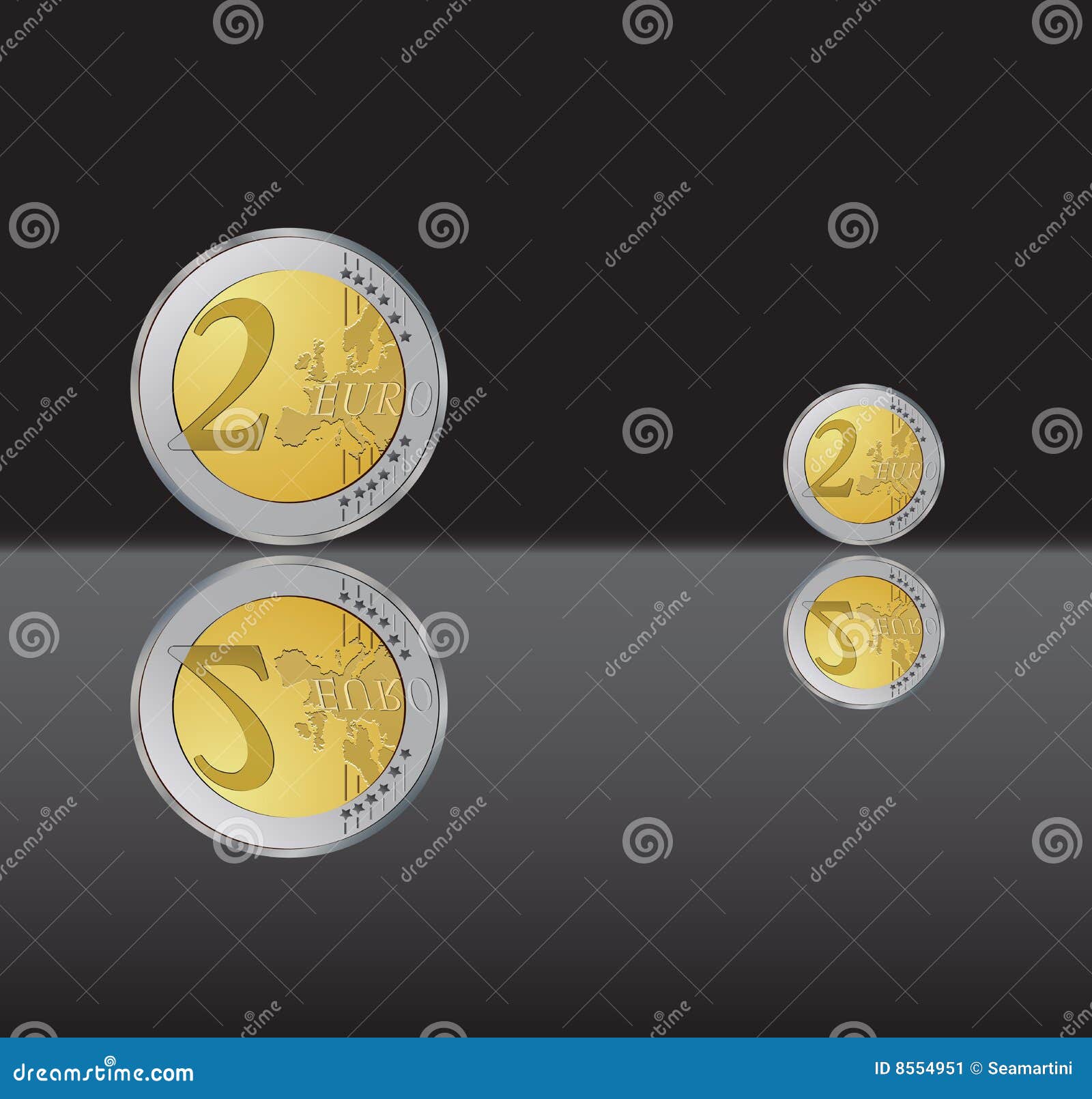 Two euro coin stock vector. Illustration of savings, reflect - 8554951