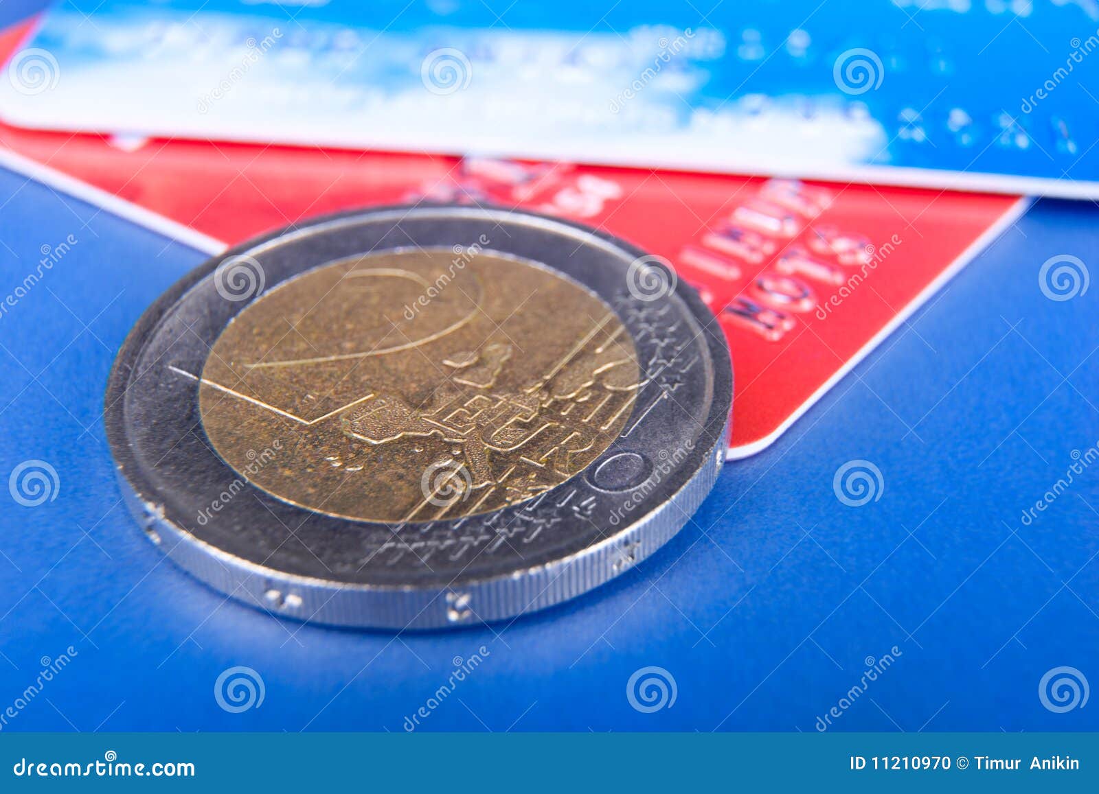 Two Euro Coin and Credit Cards Stock Photo - Image of money, financial ...