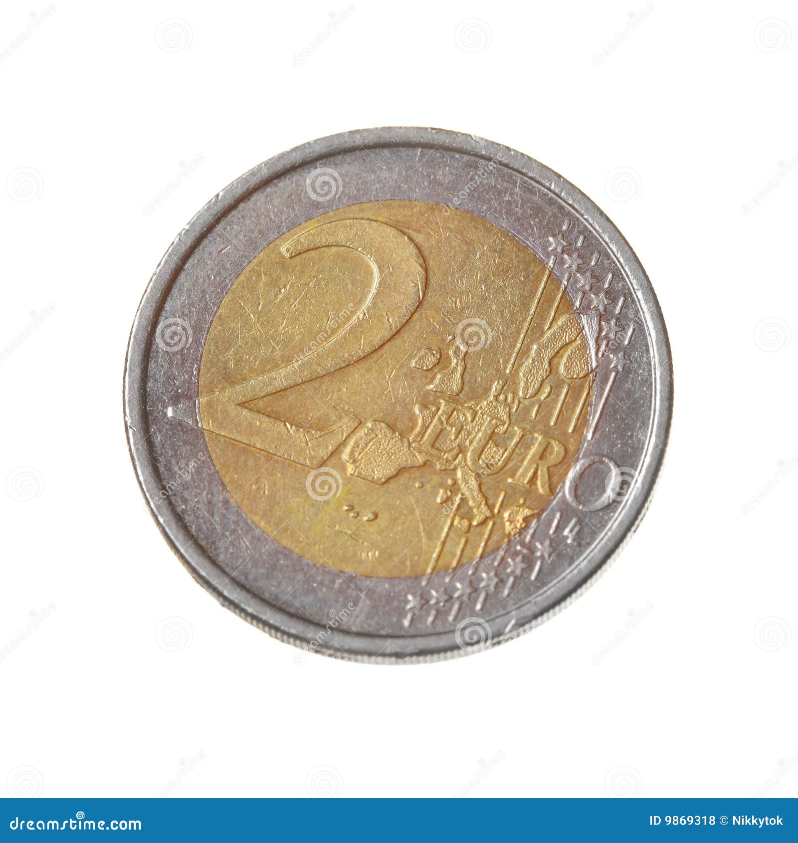 Two euro coin isolated stock photo. Image of collection - 9869318