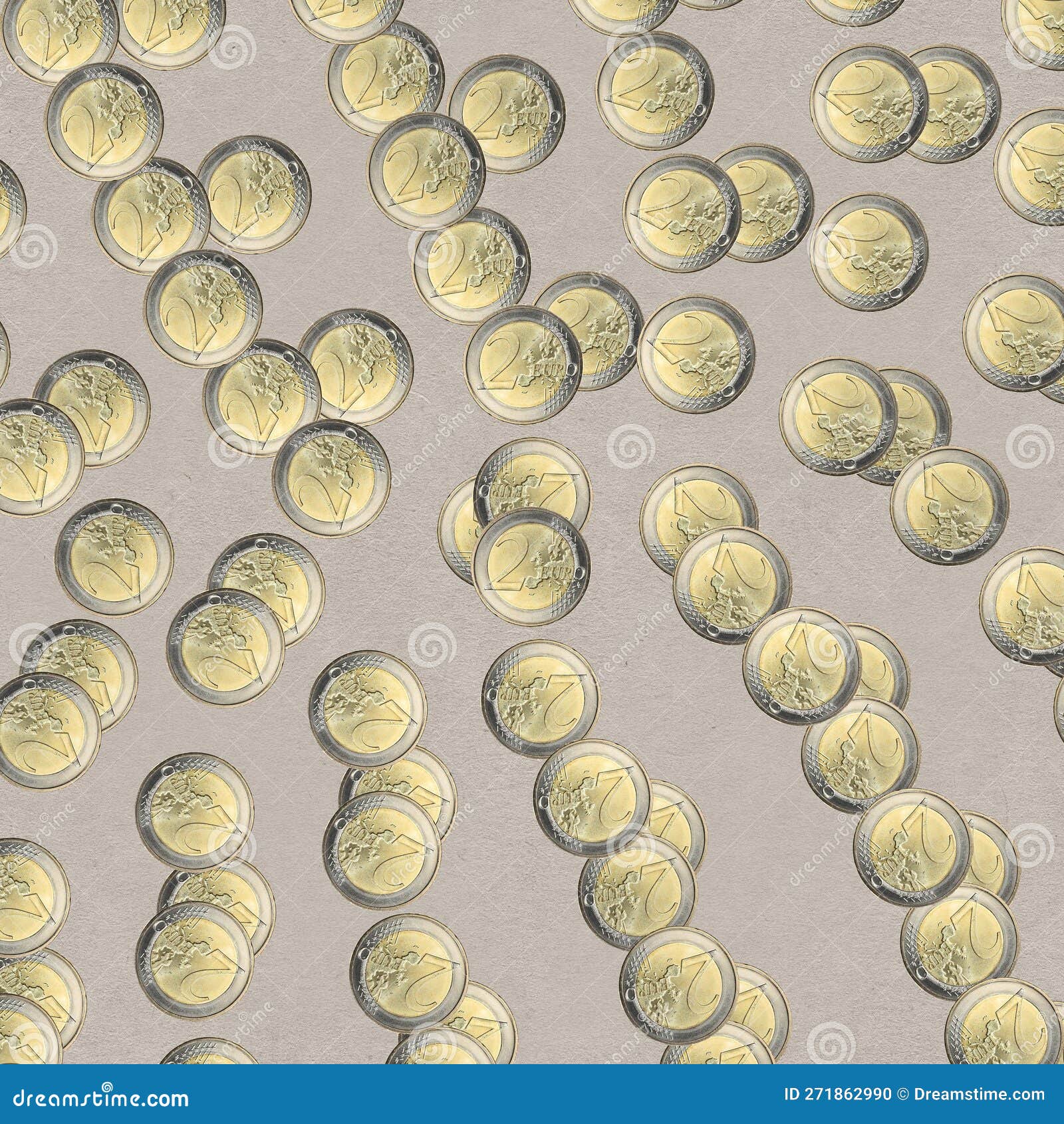 Two Euro Coins Pattern on Light Brown Paper Background. Abstract ...