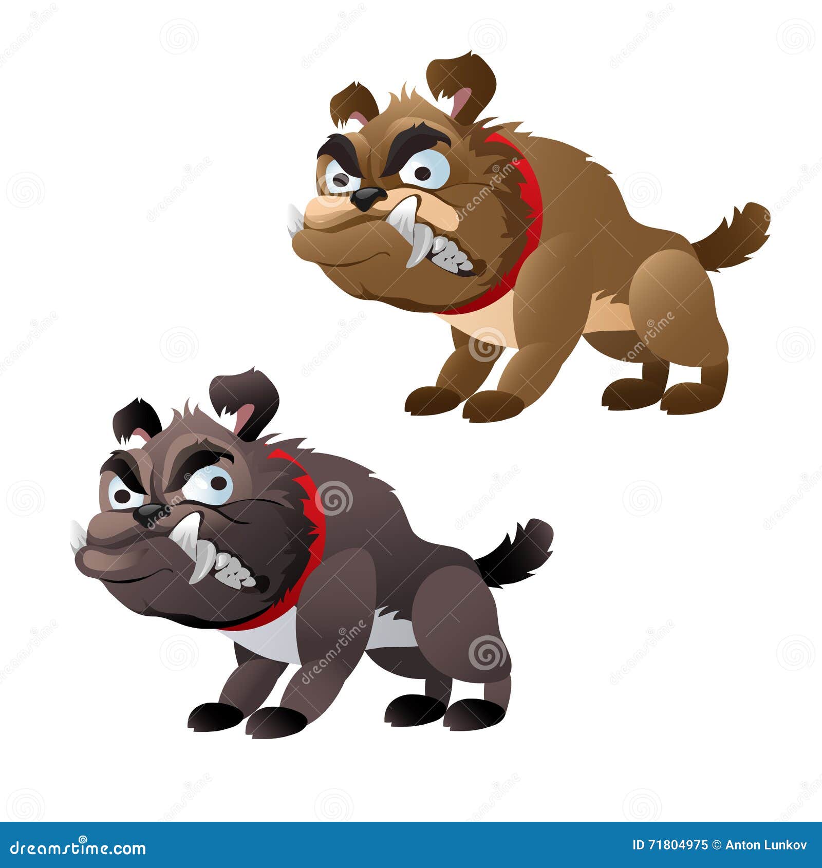 Two Evil Toothy Dog, Vector Series Animals Stock Vector - Illustration ...