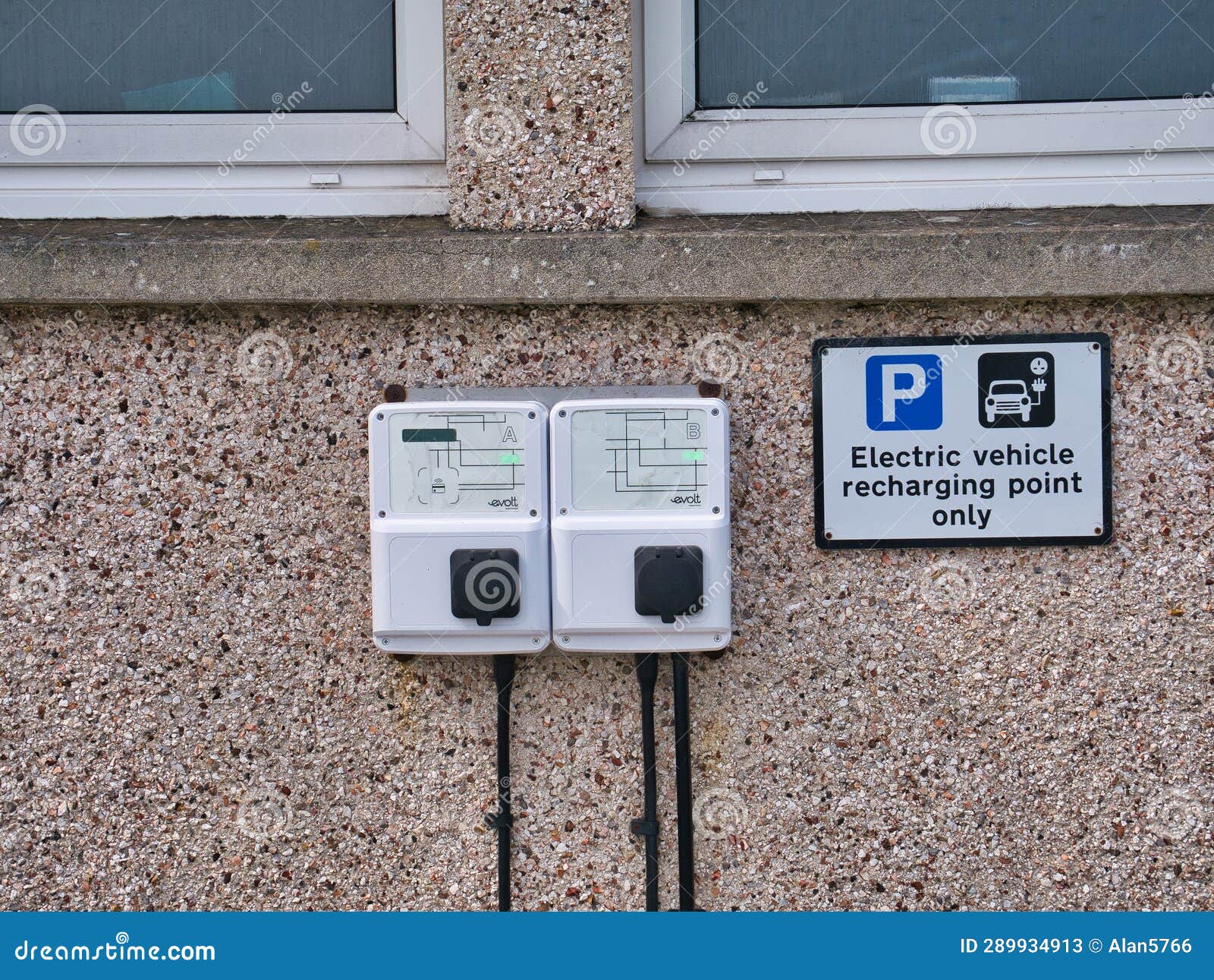 Signage For Plug-in EV Charging Stations Stock Photo | CartoonDealer ...