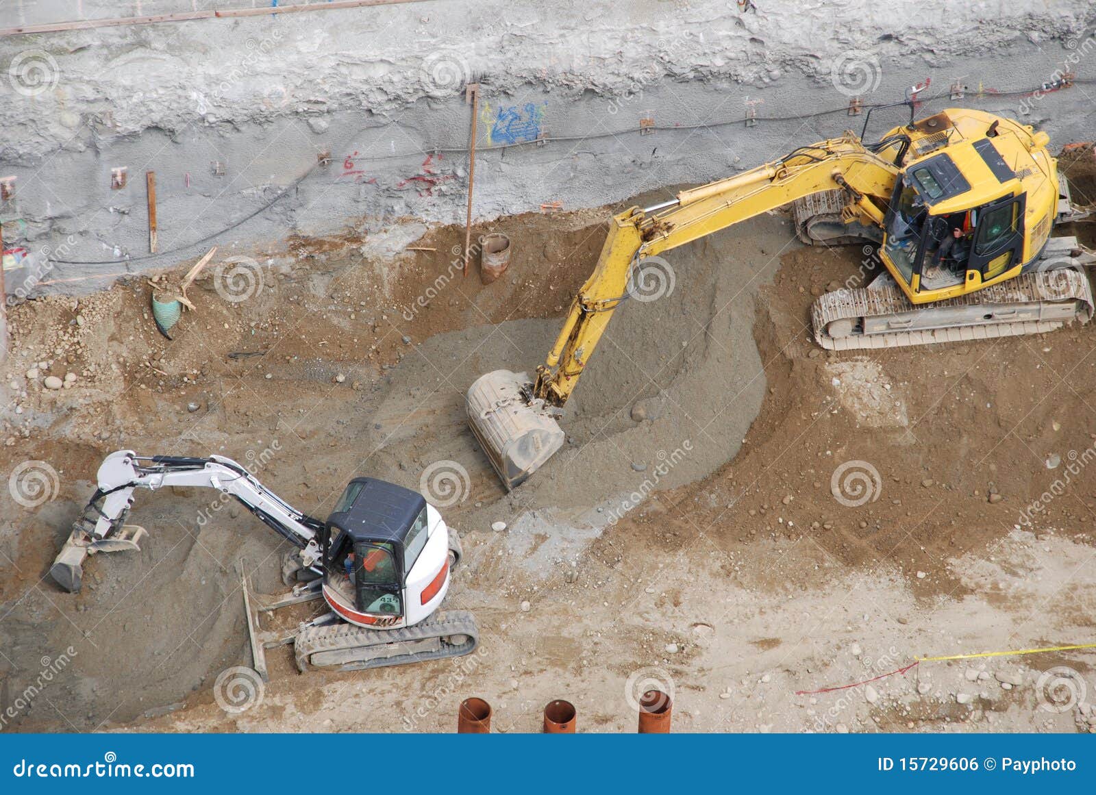 Two excavators stock photo. Image of eathmoving, excavation - 15729606