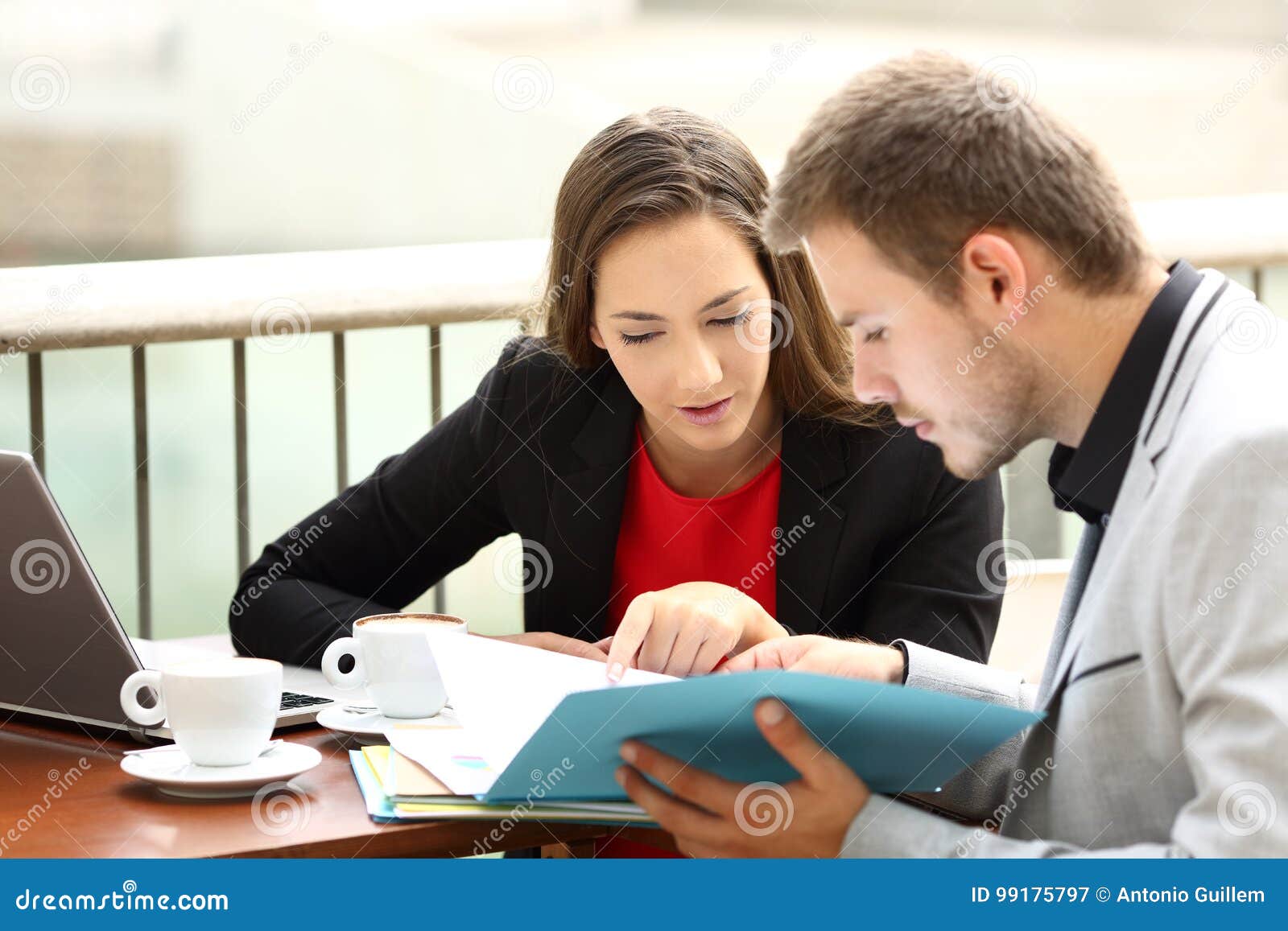 Two Executives Coworking in a Coffee Shop Stock Image - Image of ...