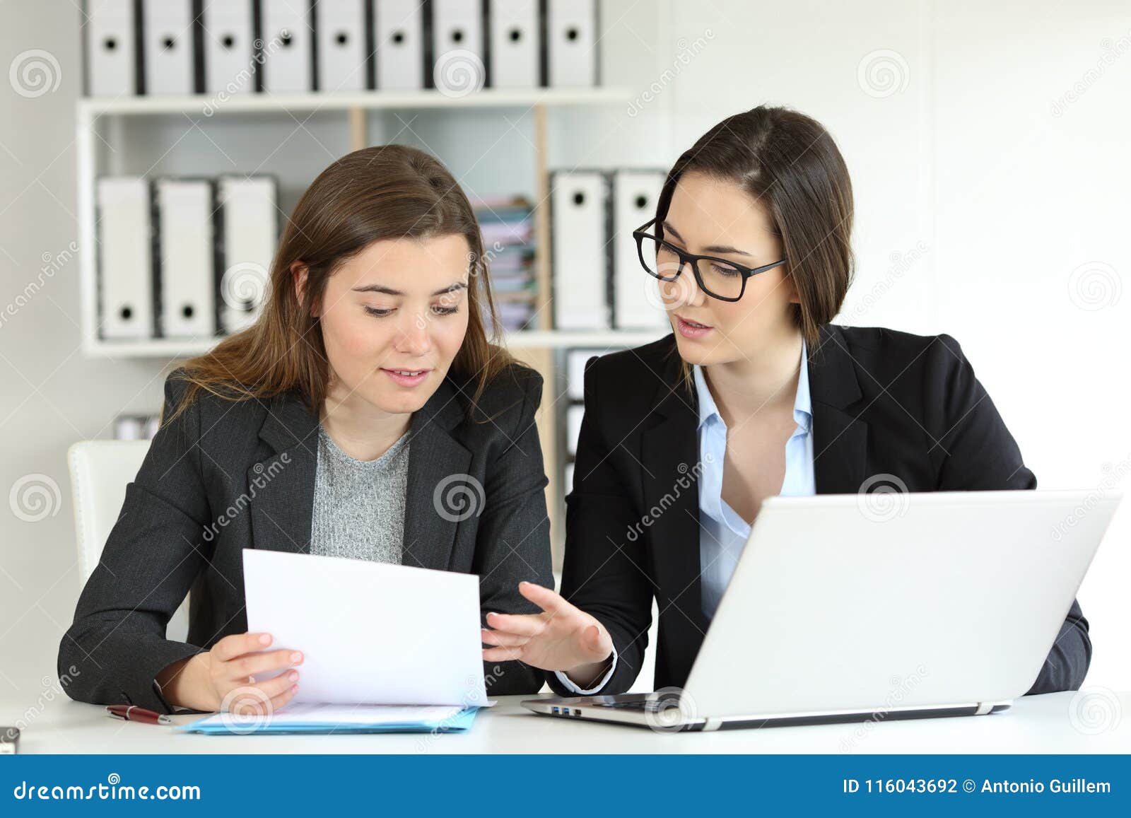 Two Executives Working Together at Workplace Stock Photo - Image of ...