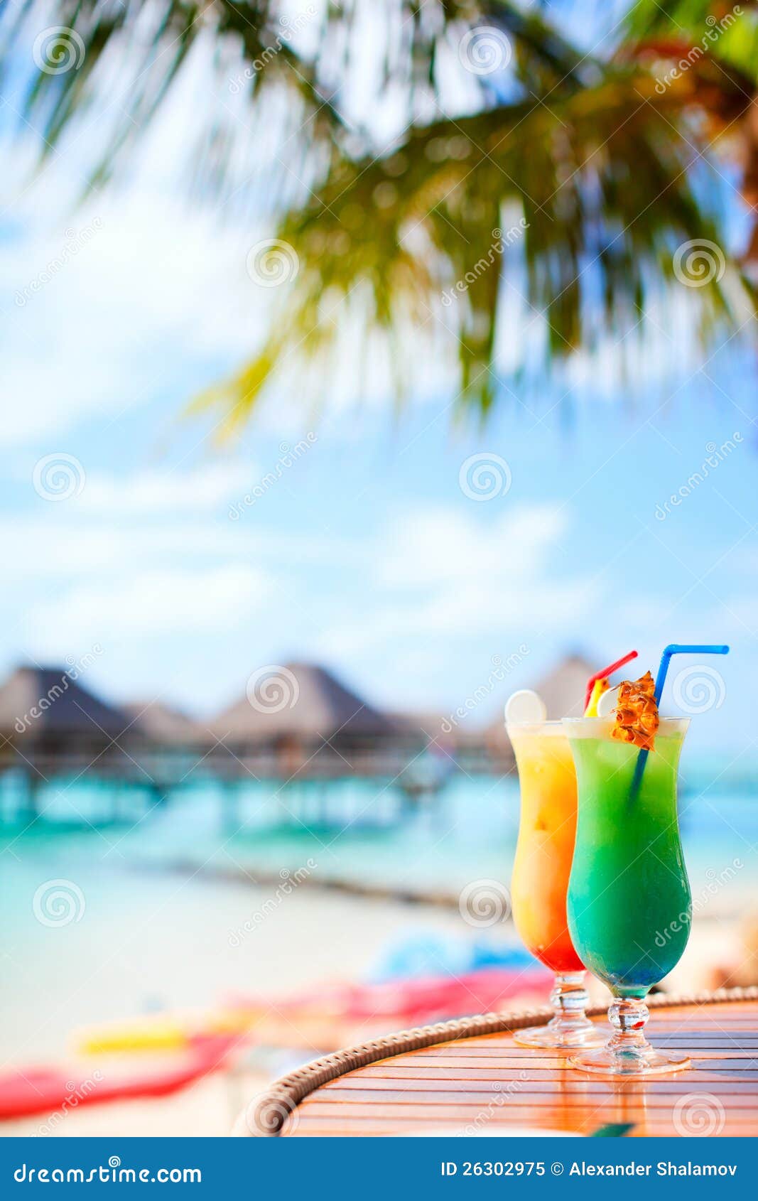 Two exotic cocktails stock image. Image of color, seaside - 26302975