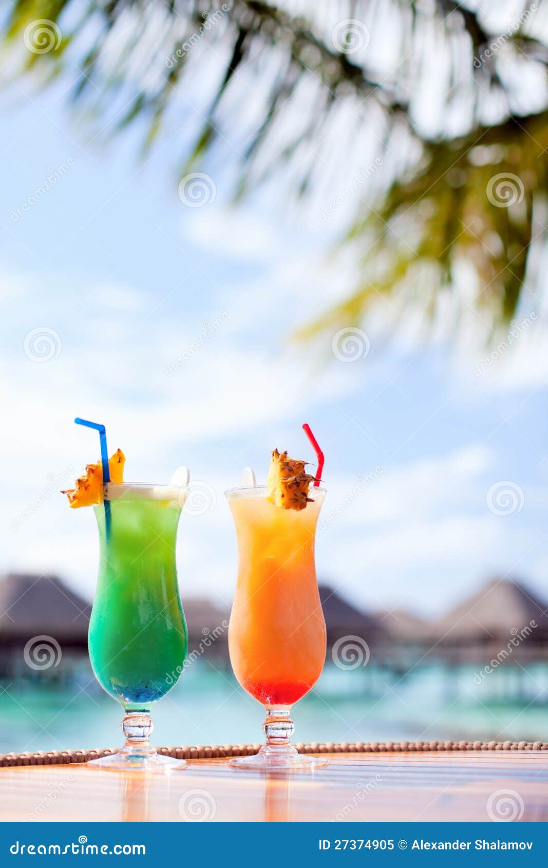 Two exotic cocktails stock image. Image of glass, fruit - 27374905