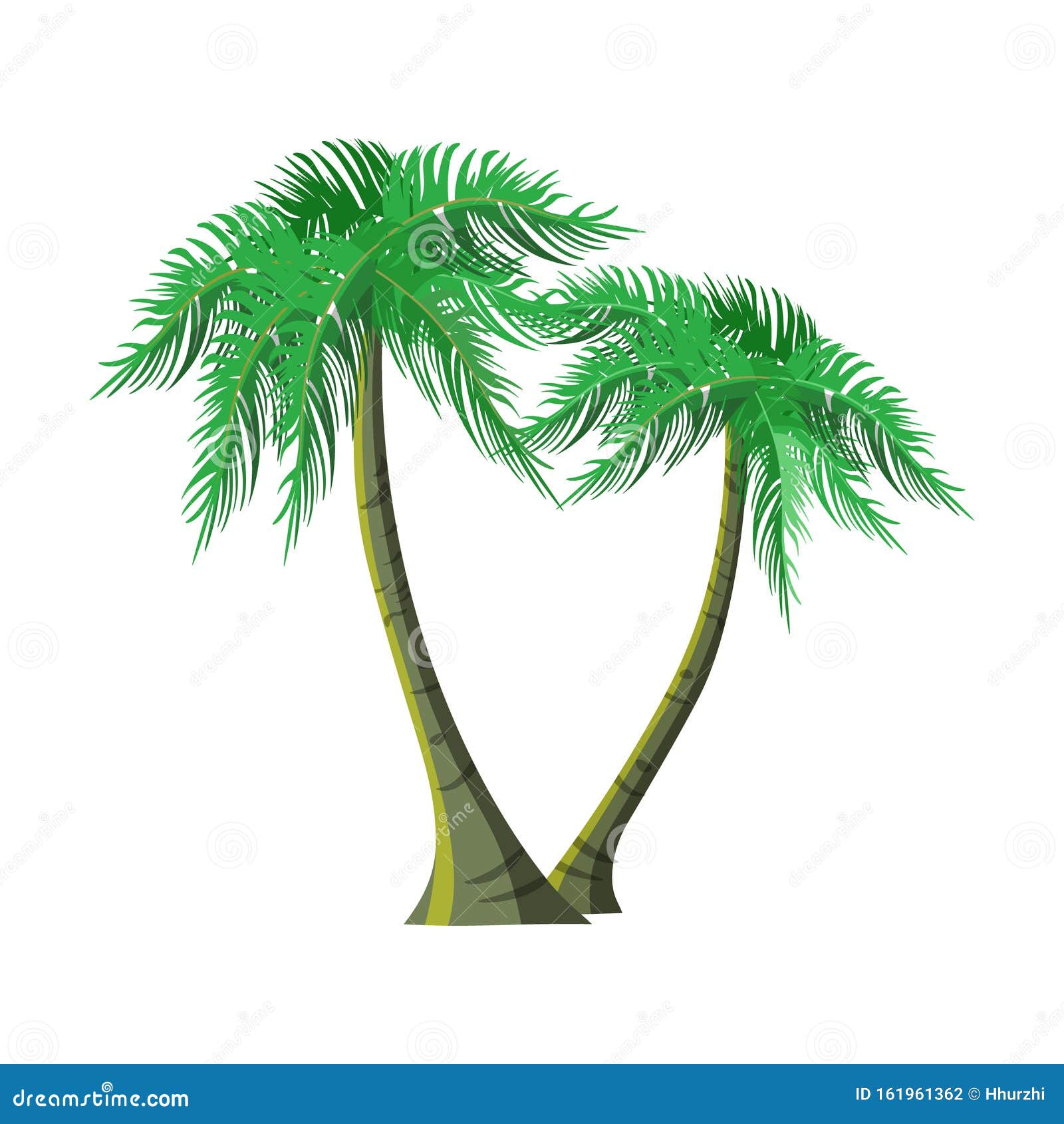 Two Exotic Palm Trees, Vector in Flat Style Stock Vector - Illustration ...