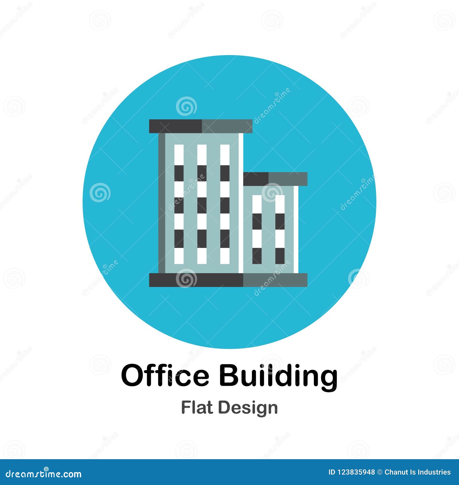 Office Building Flat Icon stock vector. Illustration of facade - 123835948
