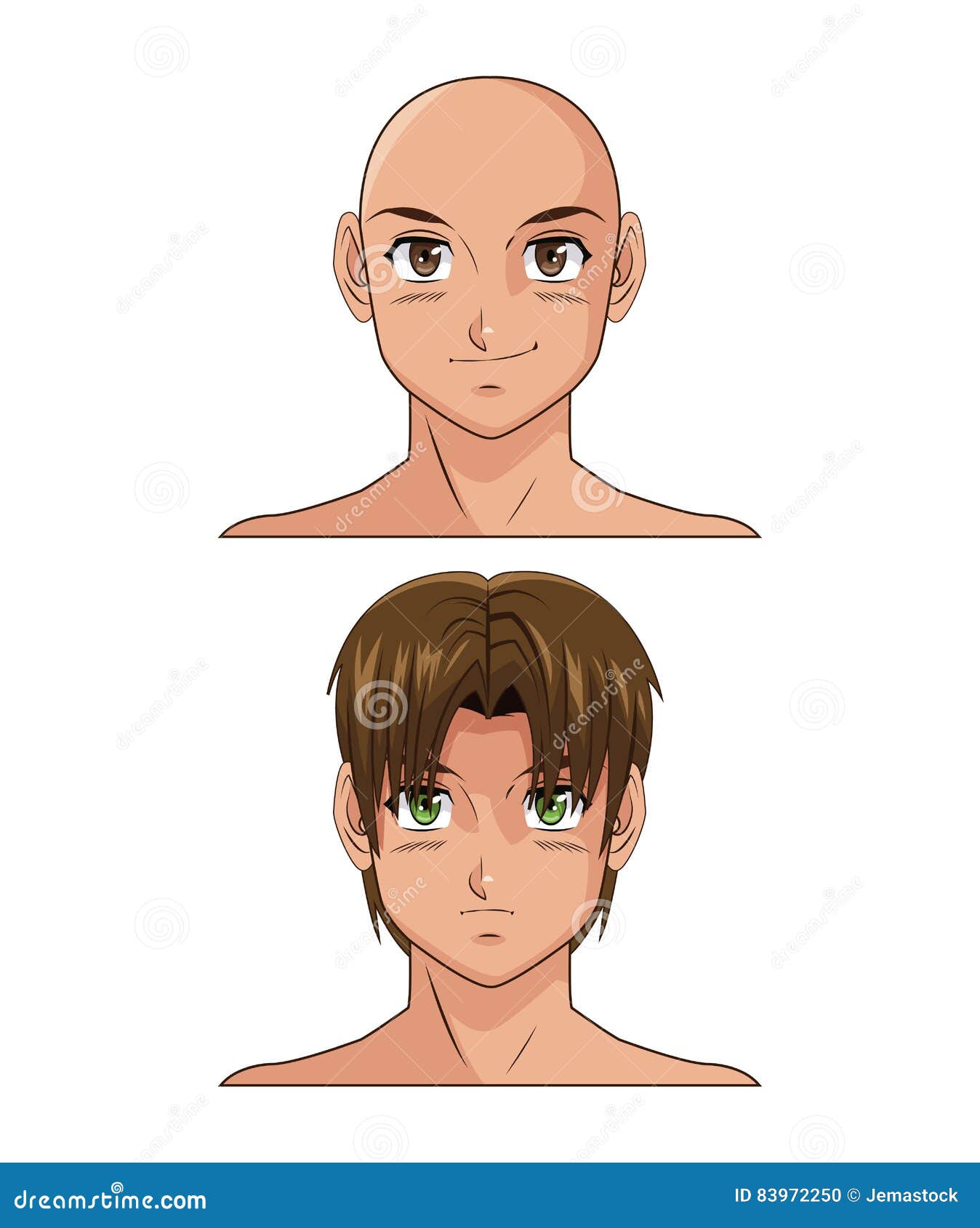 Two Face Anime Male Cartoon Stock Vector - Illustration of lover ...