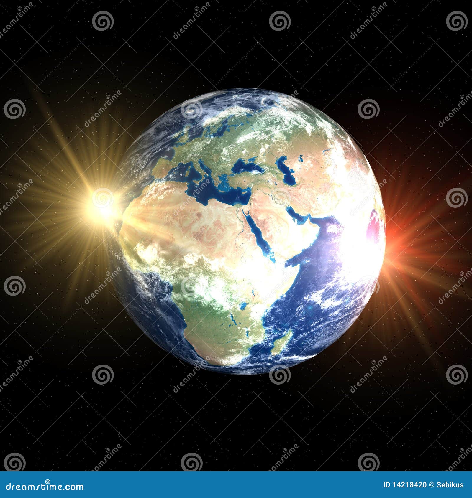 Two face of Earth stock illustration. Illustration of flare - 14218420
