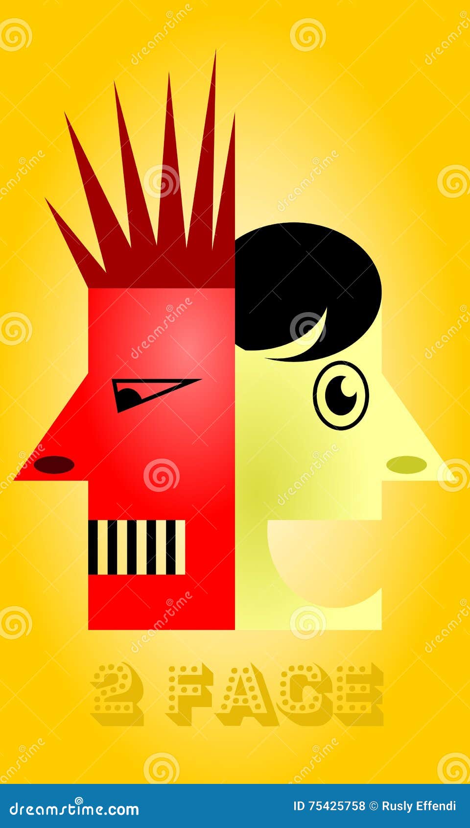 Two face stock vector. Illustration of expression, character - 75425758
