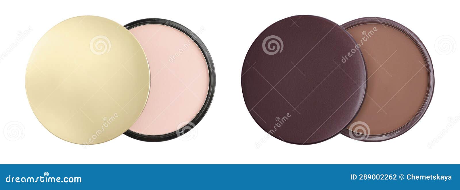 Two Face Powders Isolated on White, Top View Stock Photo - Image of ...