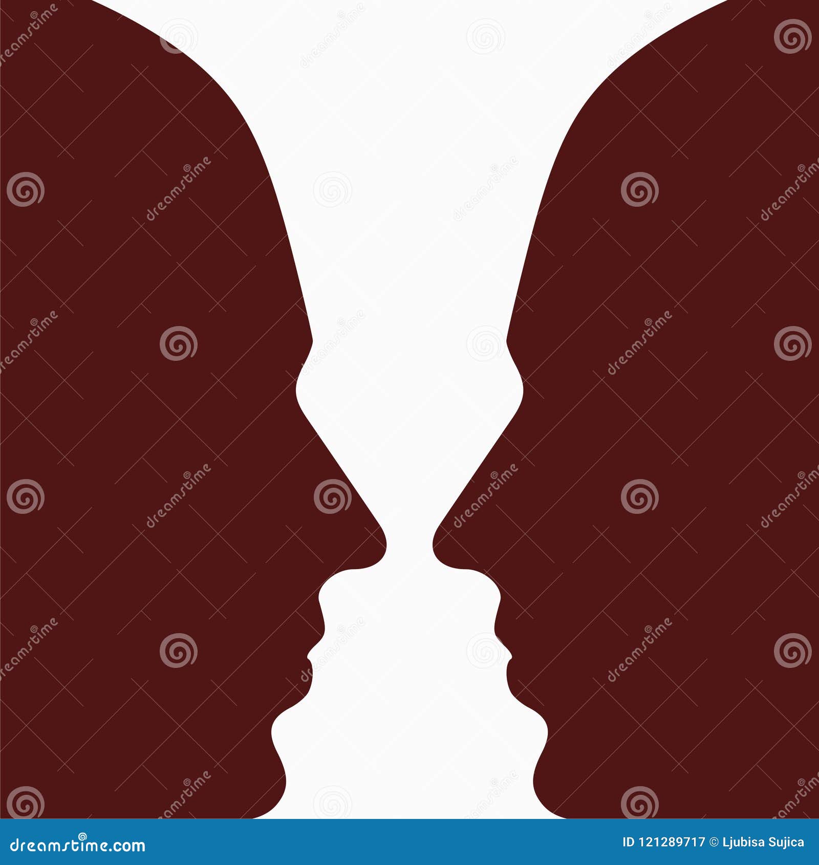 Two Face Profile View, Optical Illusion Stock Vector - Illustration of ...