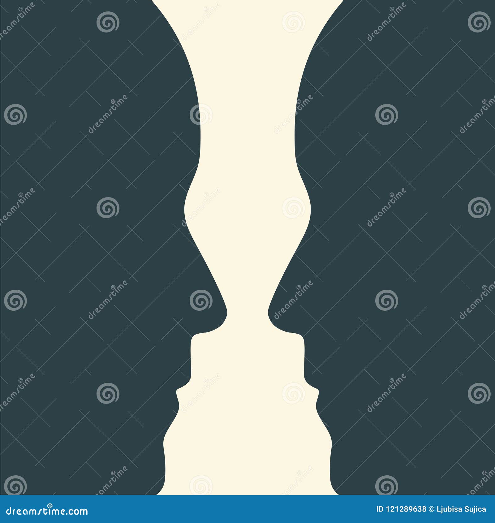 Two Face Profile View, Optical Illusion Stock Vector - Illustration of ...
