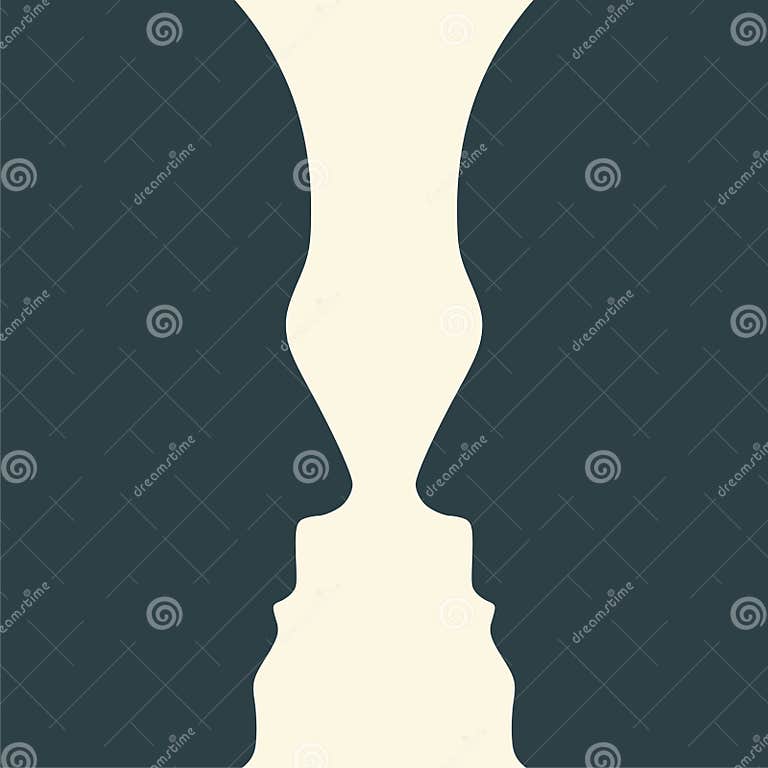 Two Face Profile View, Optical Illusion Stock Vector - Illustration of ...