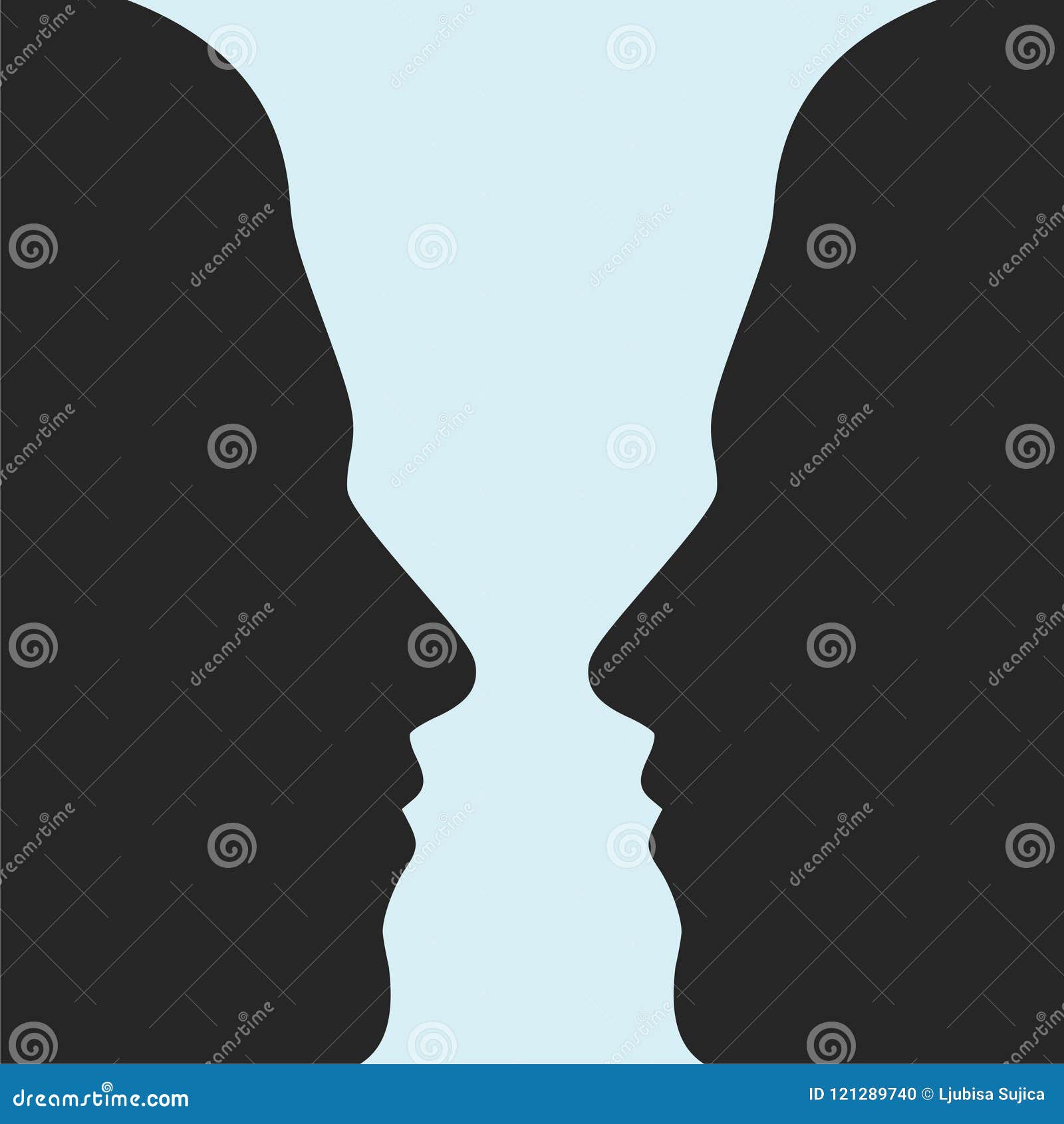 Two Face Profile View, Optical Illusion Stock Vector - Illustration of ...