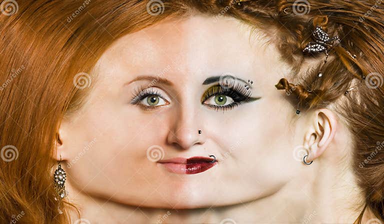Two-faced woman stock photo. Image of perfection, lips - 14515160