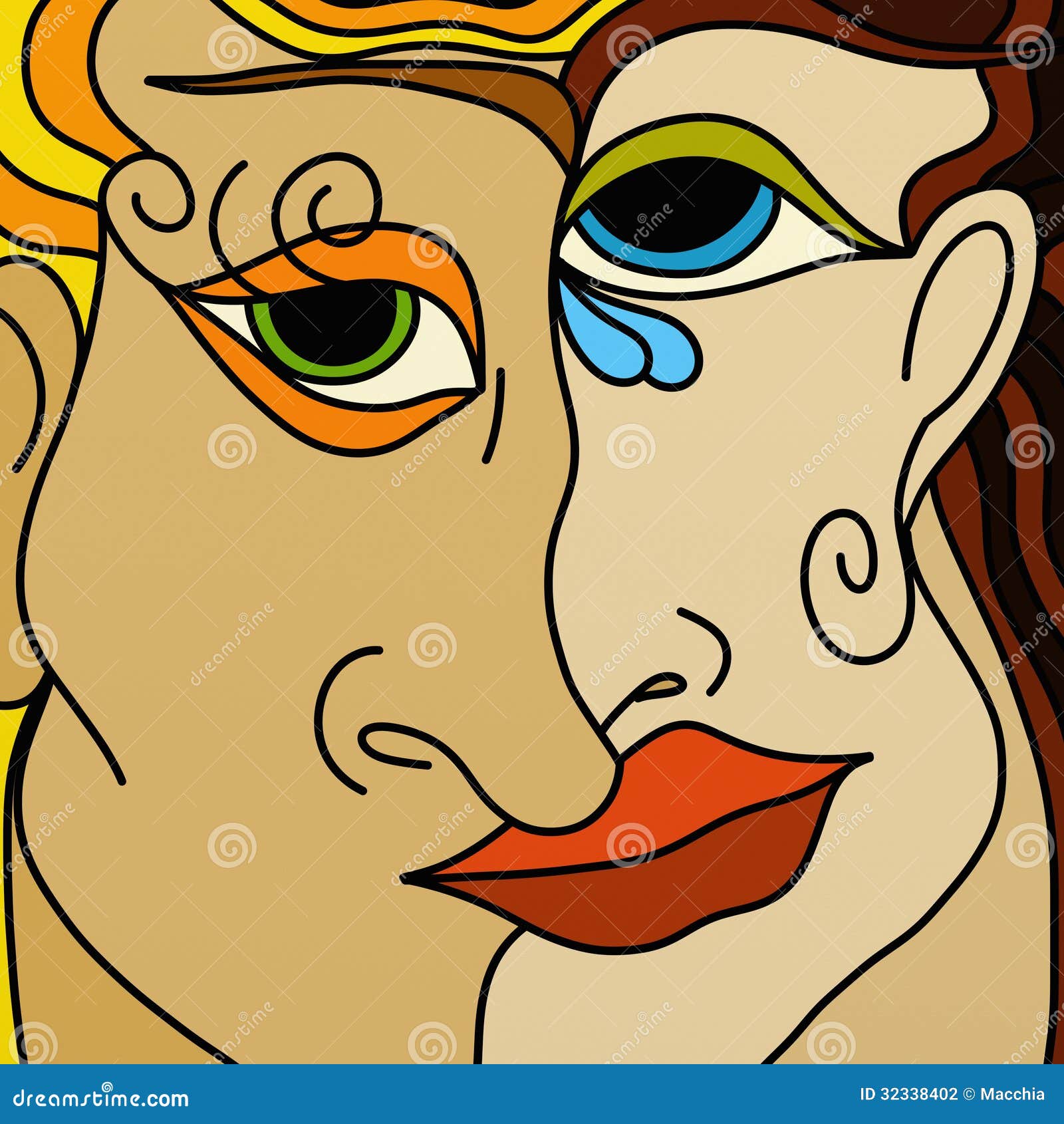 Two faces stock illustration. Illustration of artistic - 32338402