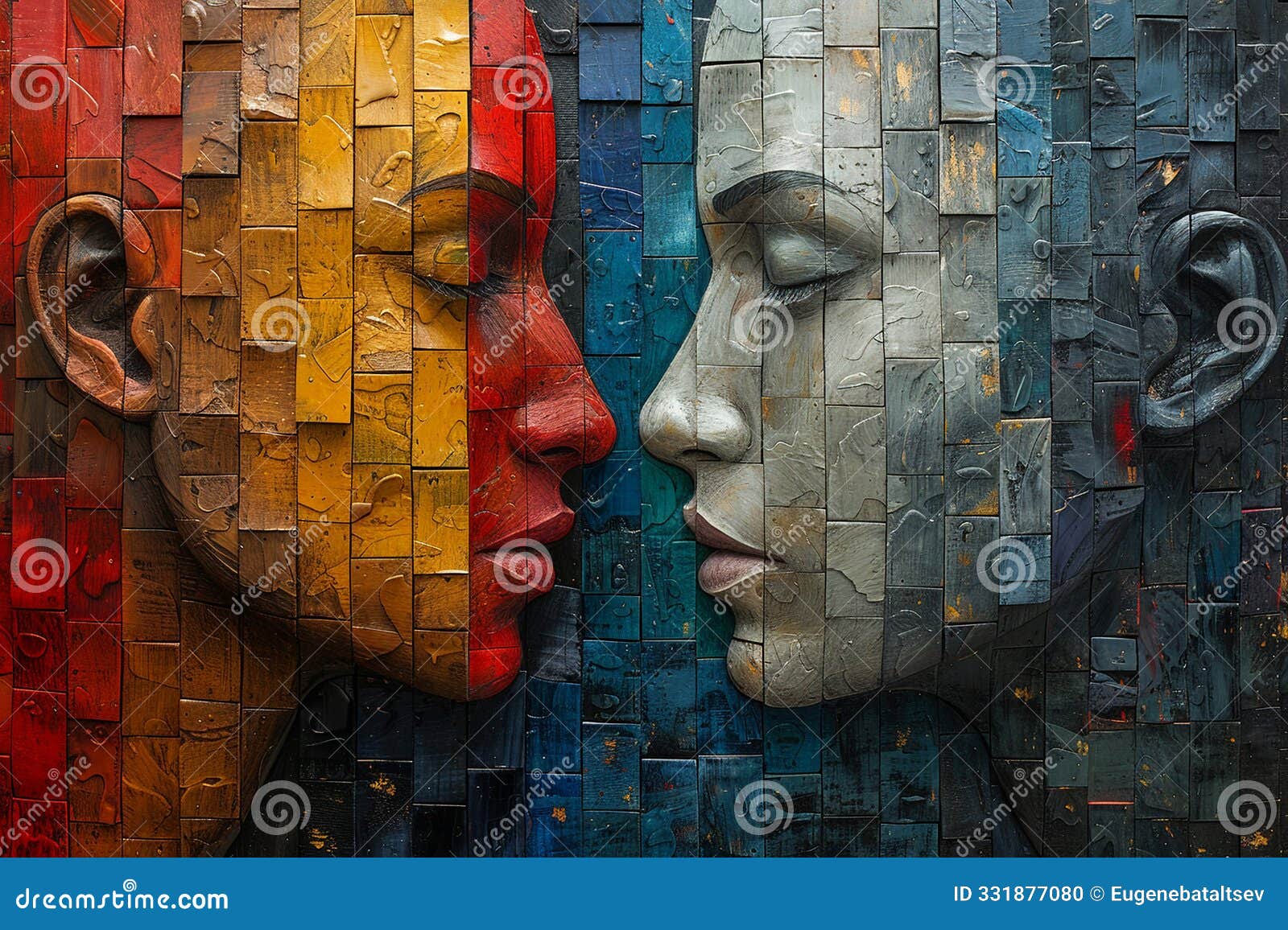 Two Faces in Profile Demonstrate Beauty of Friendship and Unity Stock ...