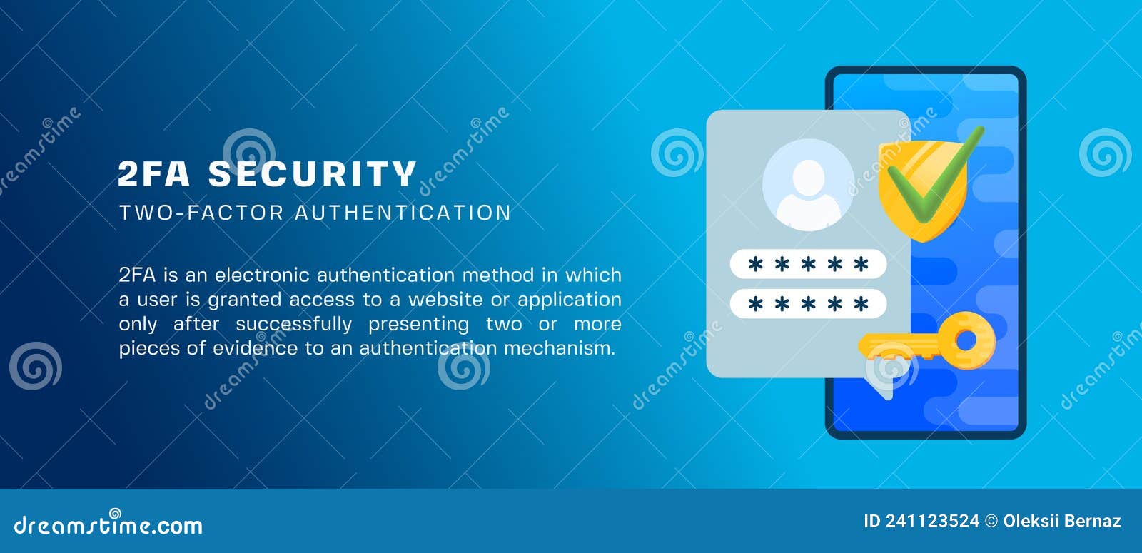 Two Factor Autentication Security Illustration Banner. Login ...