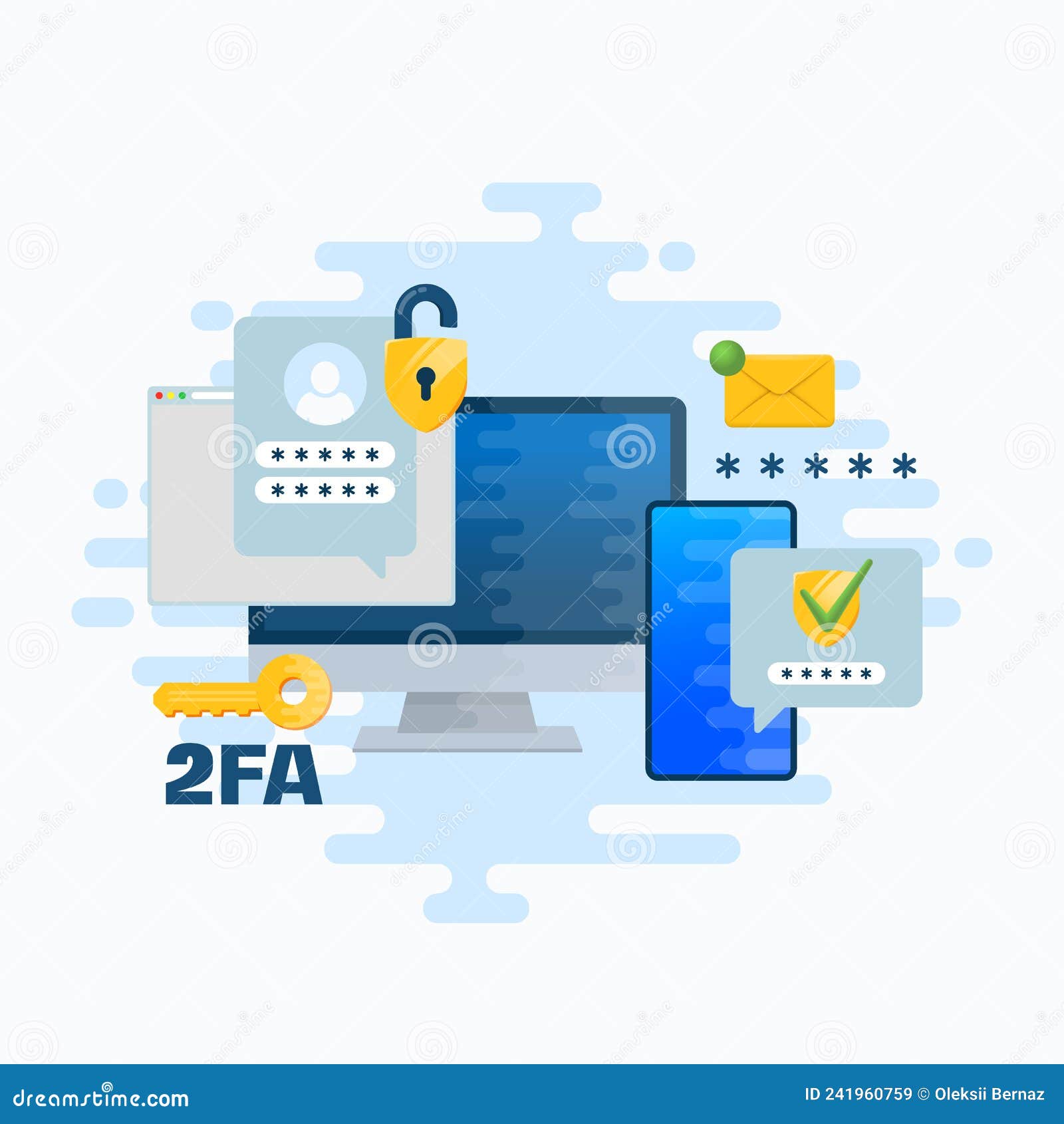 Two Factor Autentication Security Illustration. Login Confirmation ...