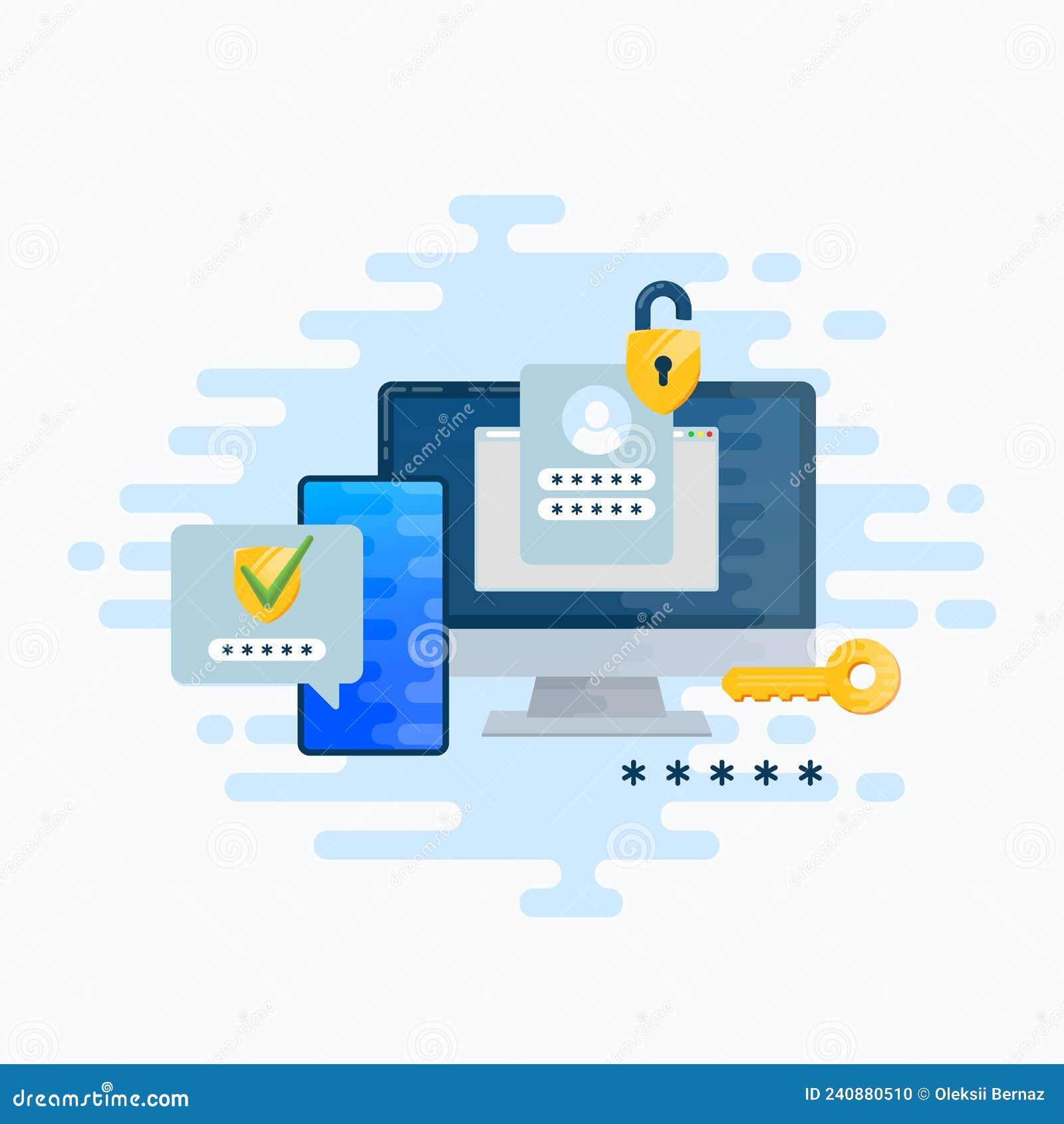 Two Factor Autentication Security Illustration. Login Confirmation ...