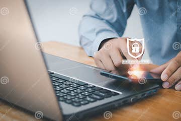 Two Factor Authentication Concept. Virtual Safety Shield Icon while ...