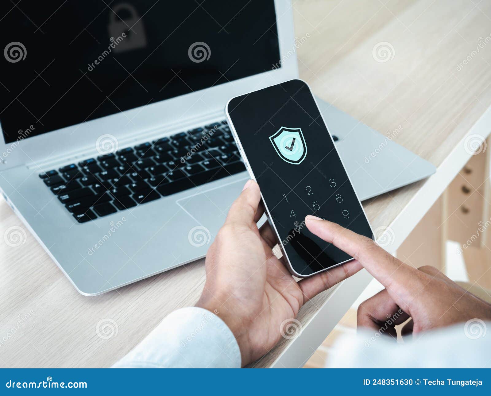 Two Factor Authentication or 2FA Concept. Safety Shield Icon while ... Two Factor Authentication or 2FA Concept. Safety Shield Icon while ...