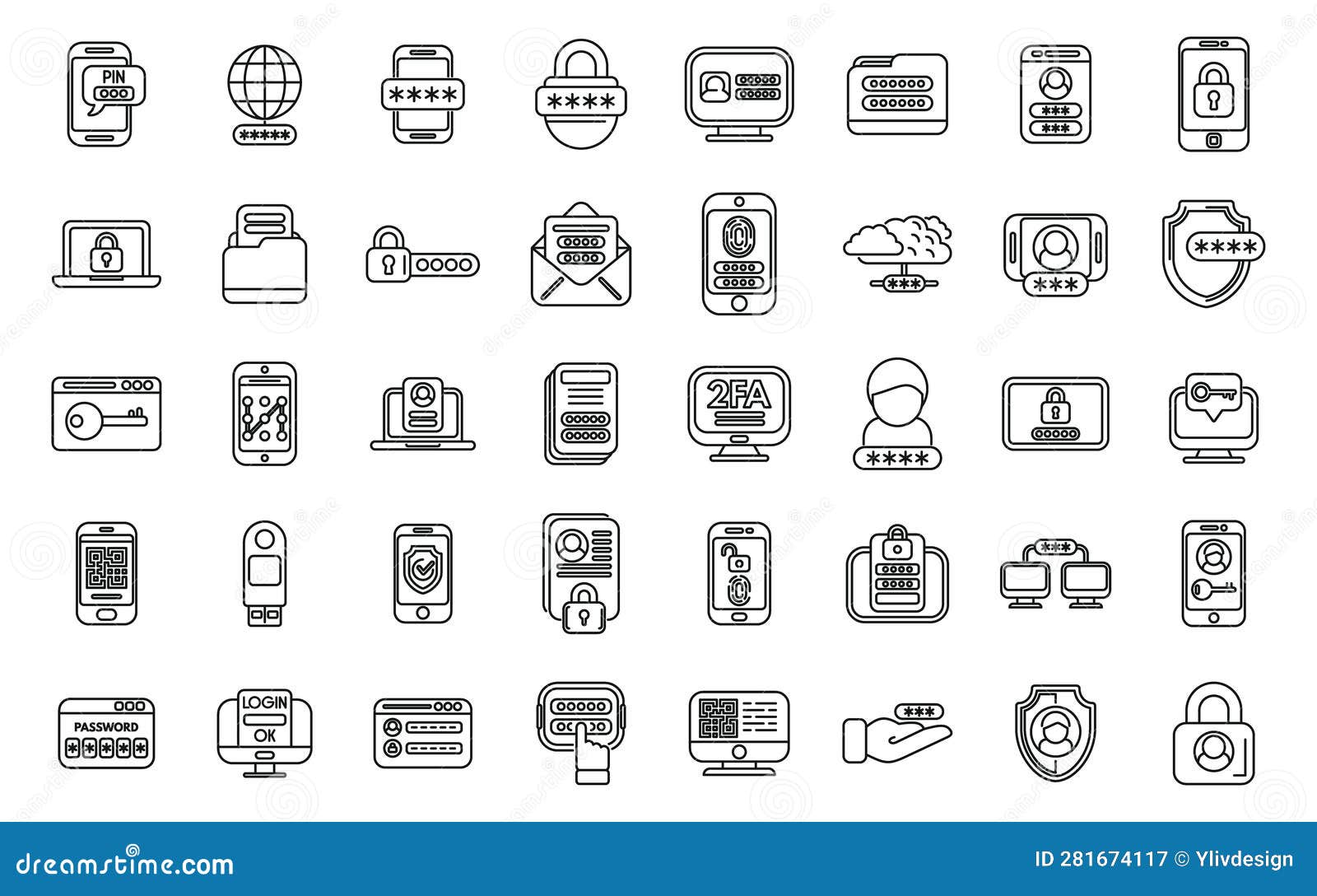 Two Factor Authentication Icons Set Outline Vector. Code Certificate ... Two Factor Authentication Icons Set Outline Vector. Code Certificate ...